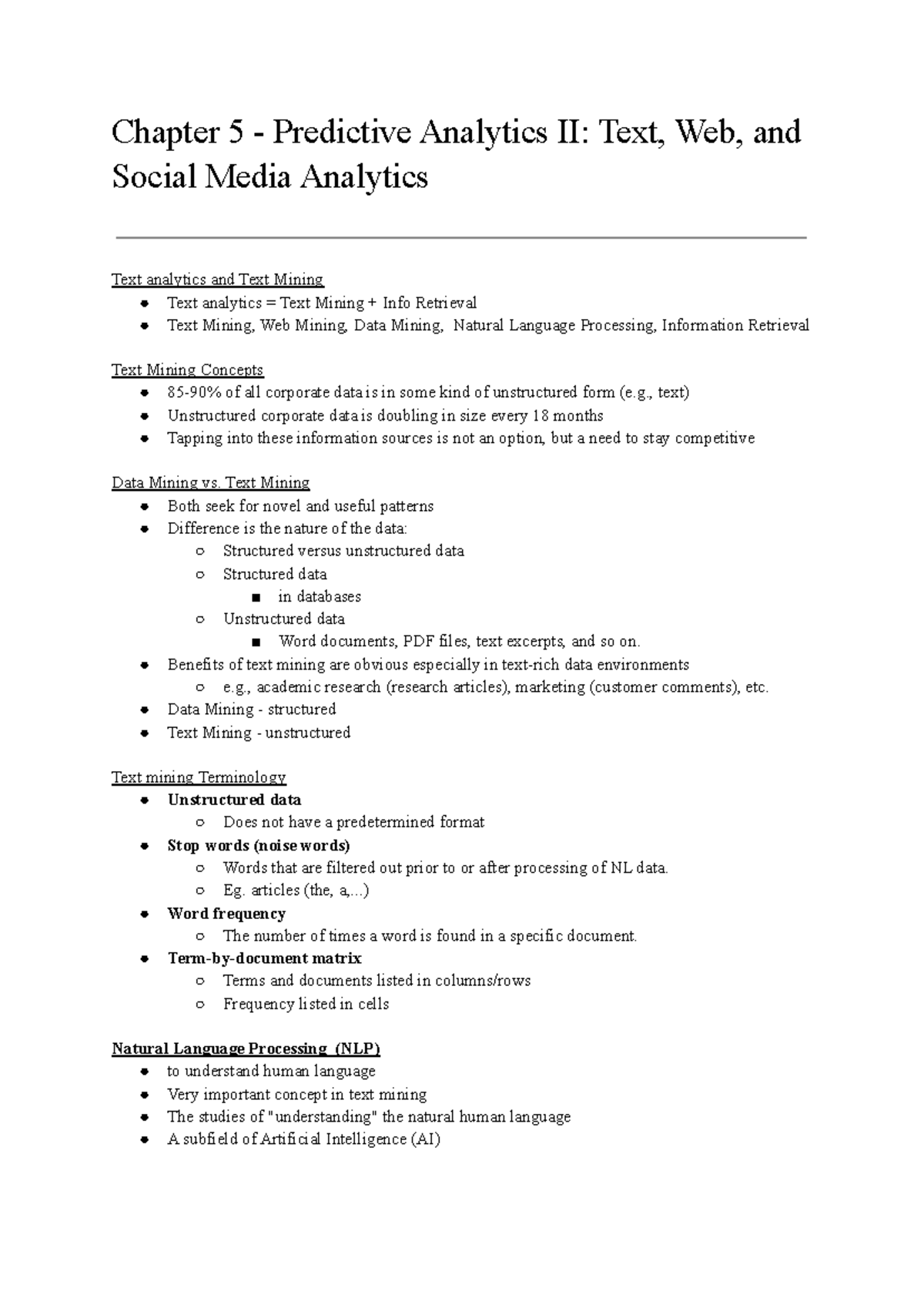 Chapter 5: Text, Web & Social Media Analytics in Predictive Analytics ...