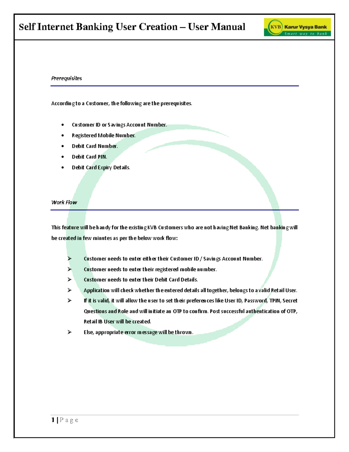 SUC - KVB Retail Internet Banking Creation Workflow Guide - Studocu
