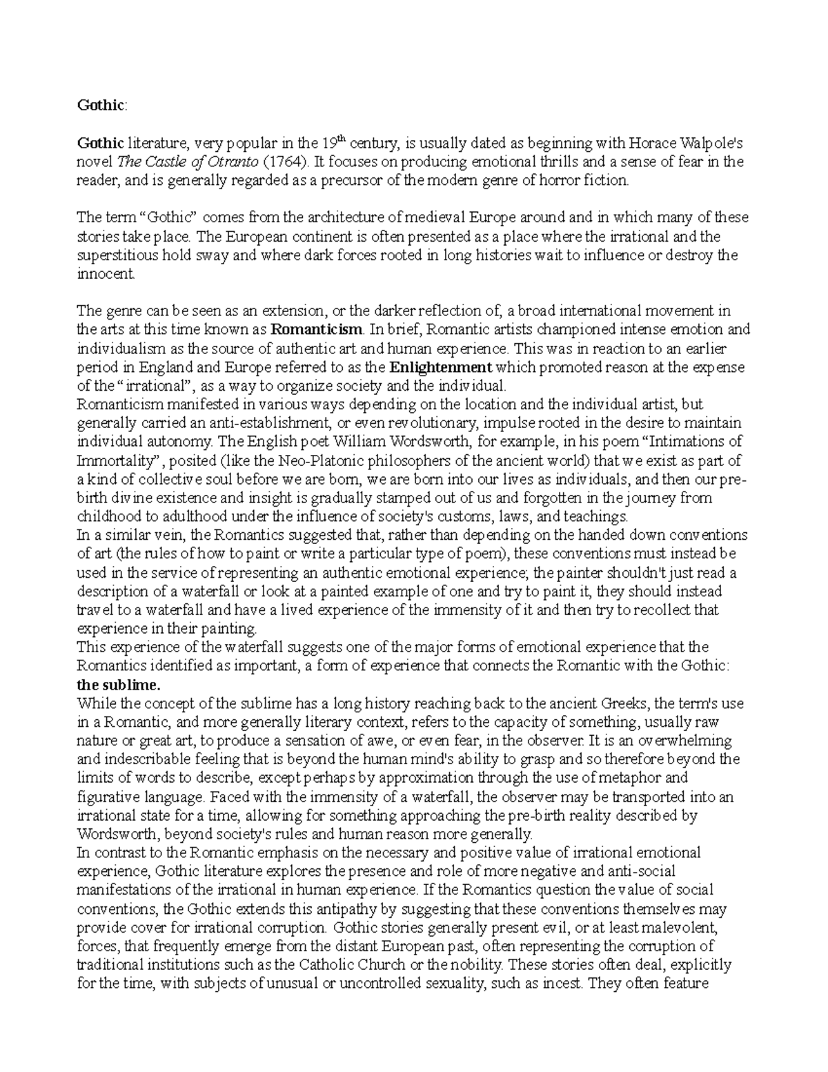 Gothic Literature and Poe: Key Concepts and Analysis Notes - Studocu