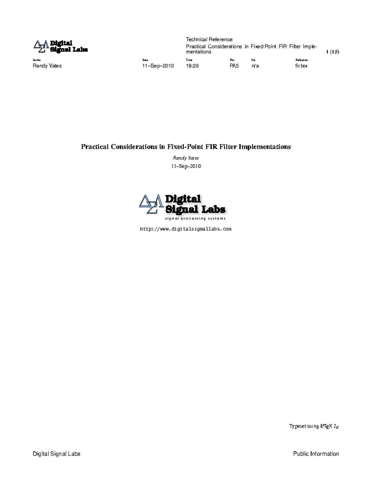 Fixed-Point FIR Filter Implementation Considerations (DSP 101) - Studocu
