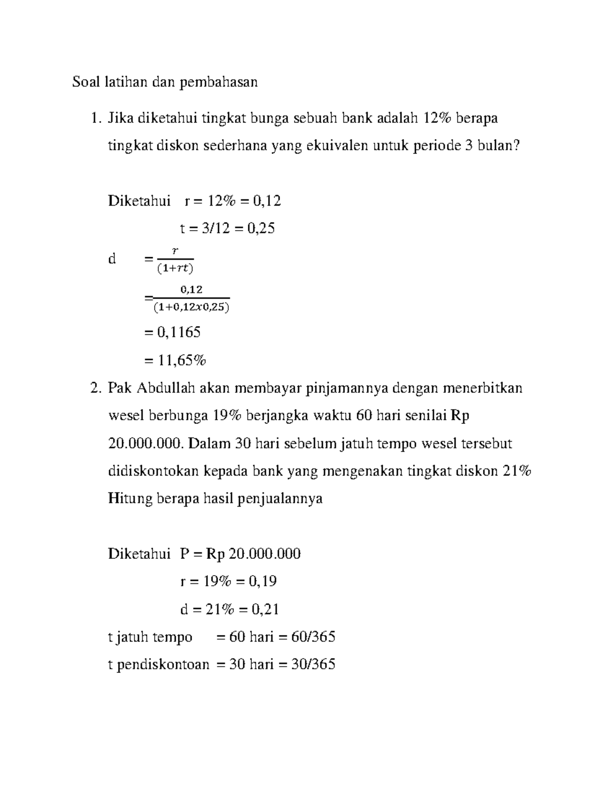 Contoh soal tingkat bunga 2 - Soal latihan dan pembahasan Jika ...