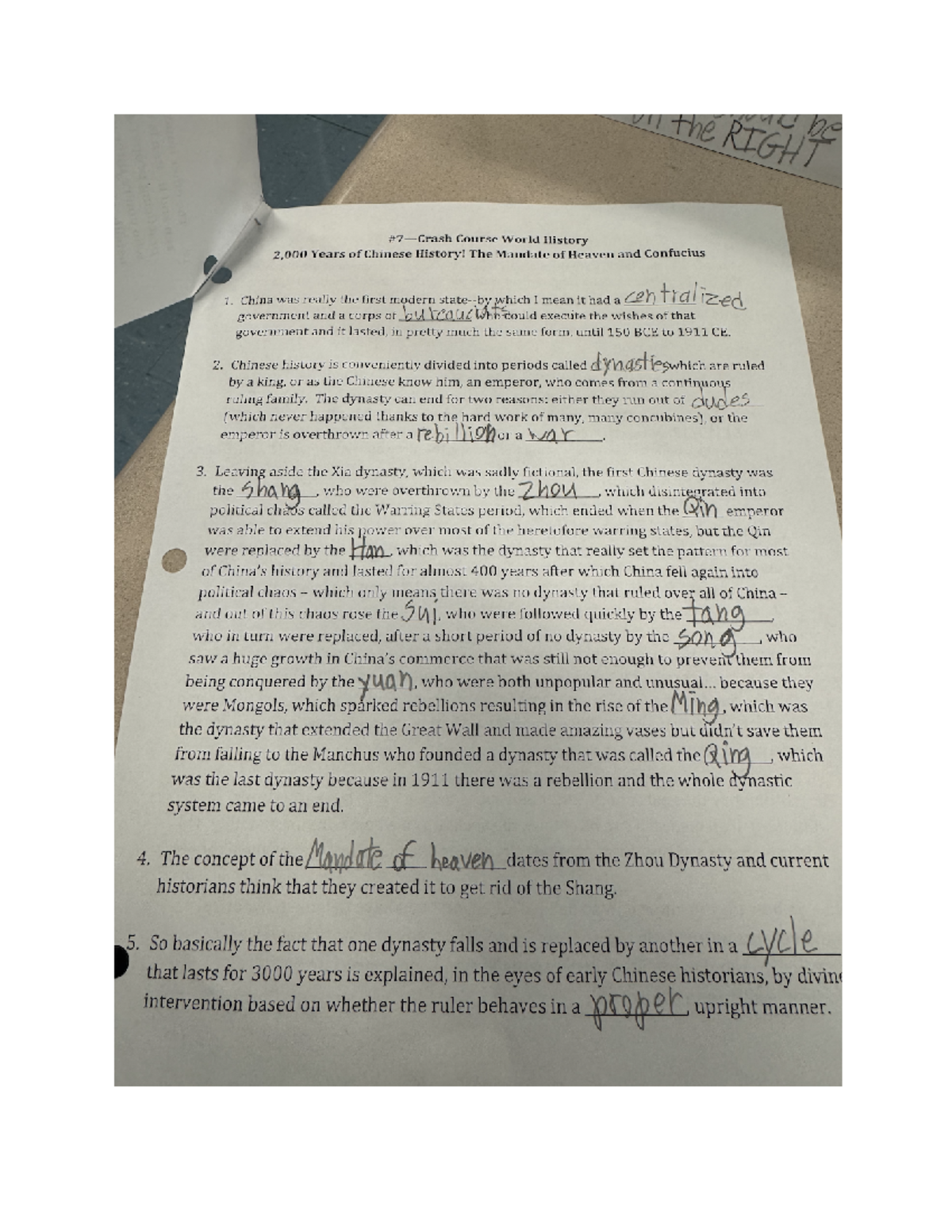 CC#7 crash Course worksheet - Crash Course World History Years of ...