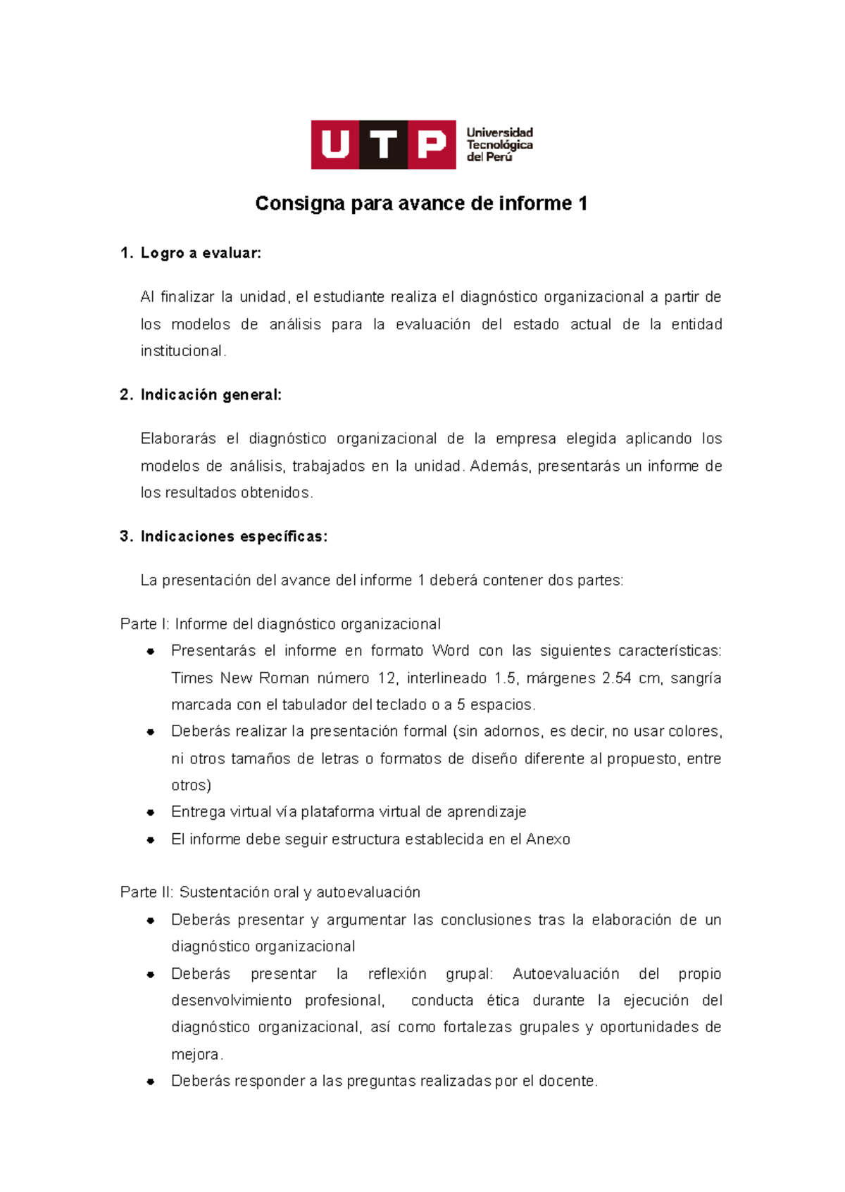 Avance de Informe 1: Diagnóstico Organizacional - P4S7 - Studocu