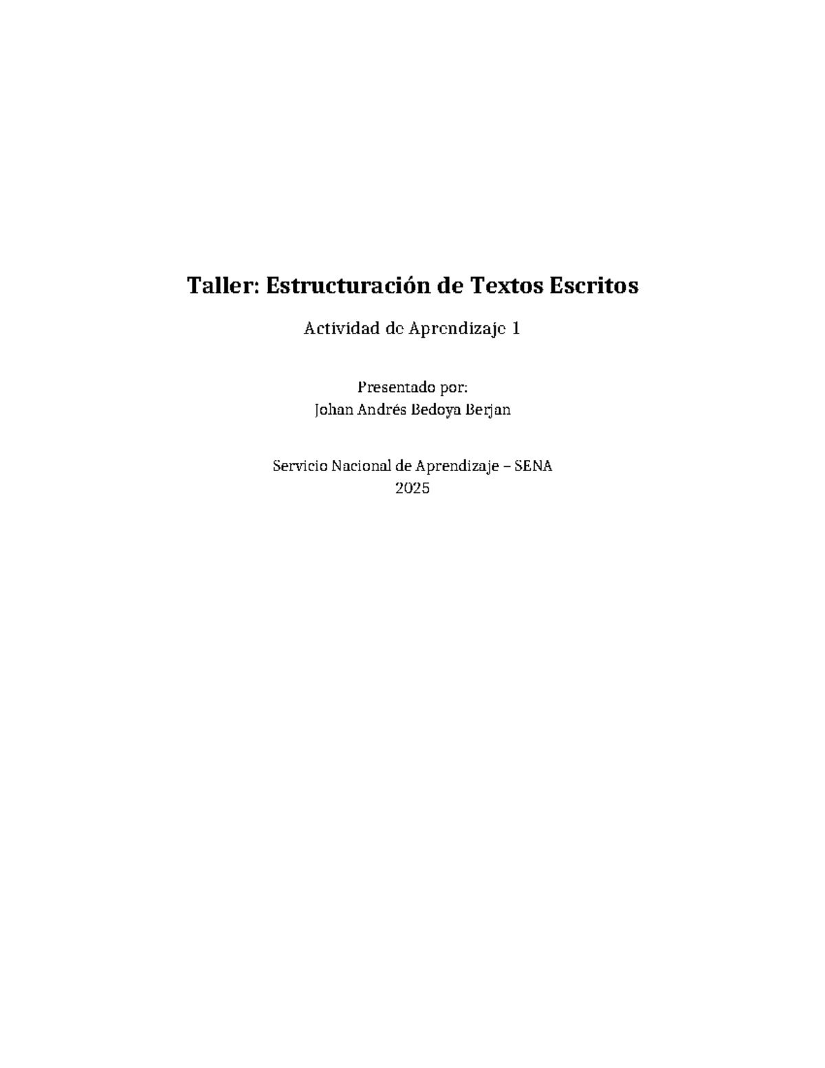 Taller: Estructura de Textos Escritos - Actividad de Aprendizaje 1 ...