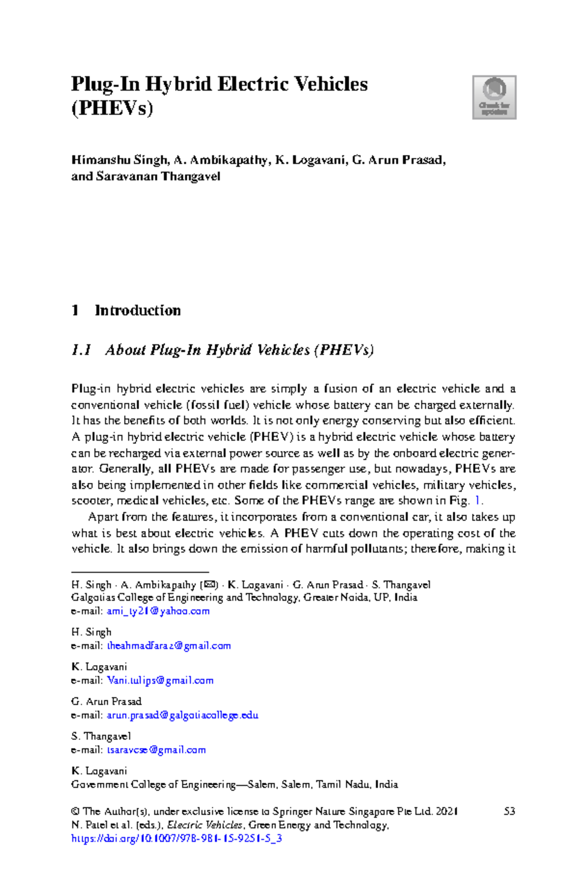 Plug-In Hybrid Electric Vehicles (PHEVs): An In-Depth Study - Studocu