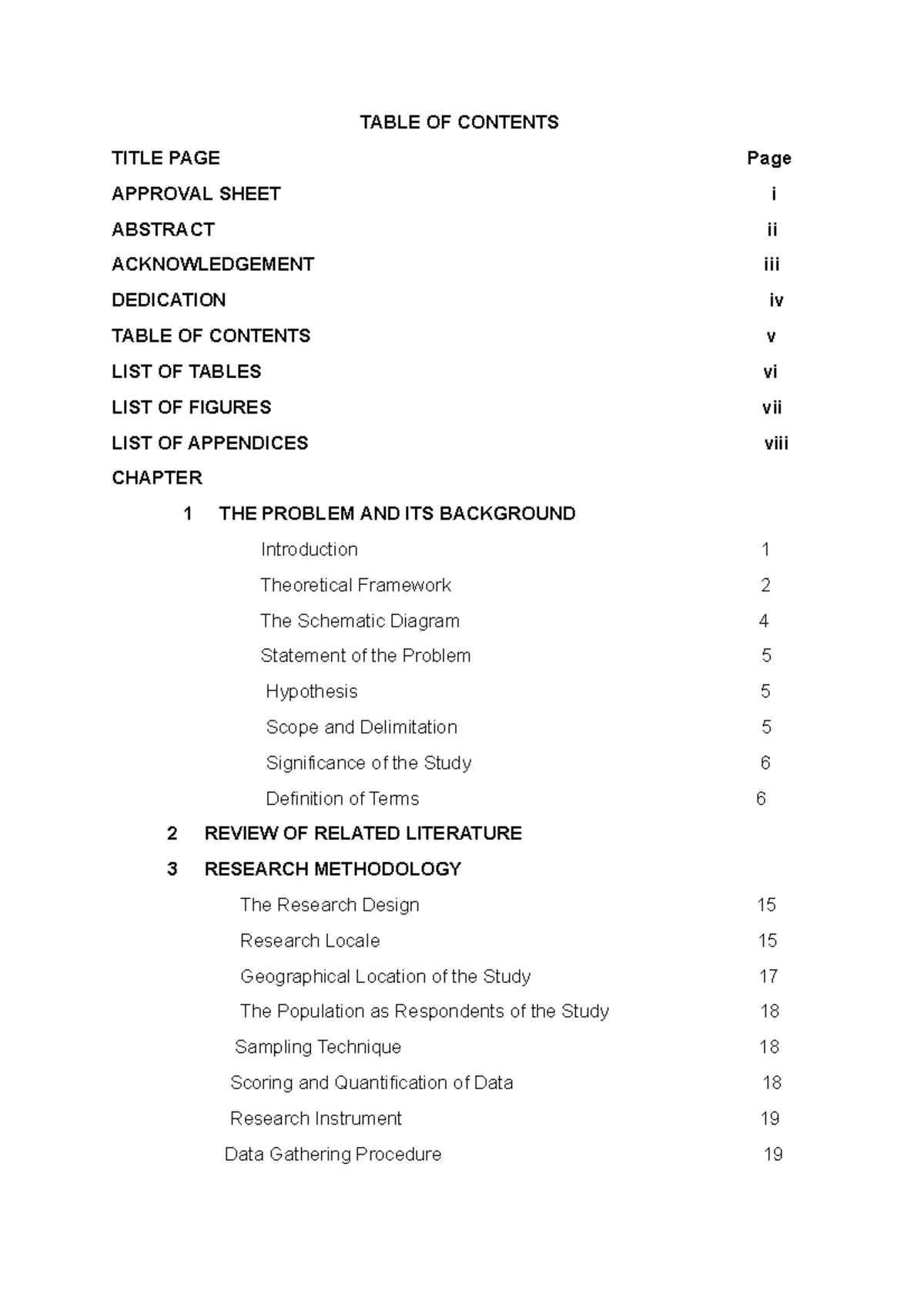 Comprehensive Table of Contents for Research Study Documentation - Studocu