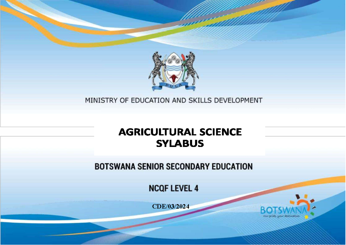 Agricultural Science Syllabus for BSSE Level NCQF 4 (2024) - Studocu