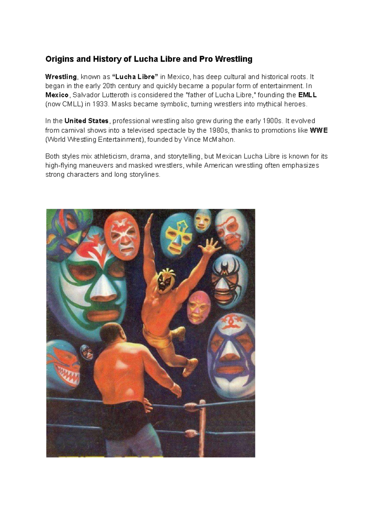 Lucha Libre Origins & History: Cultural Impact & Legends - Studocu