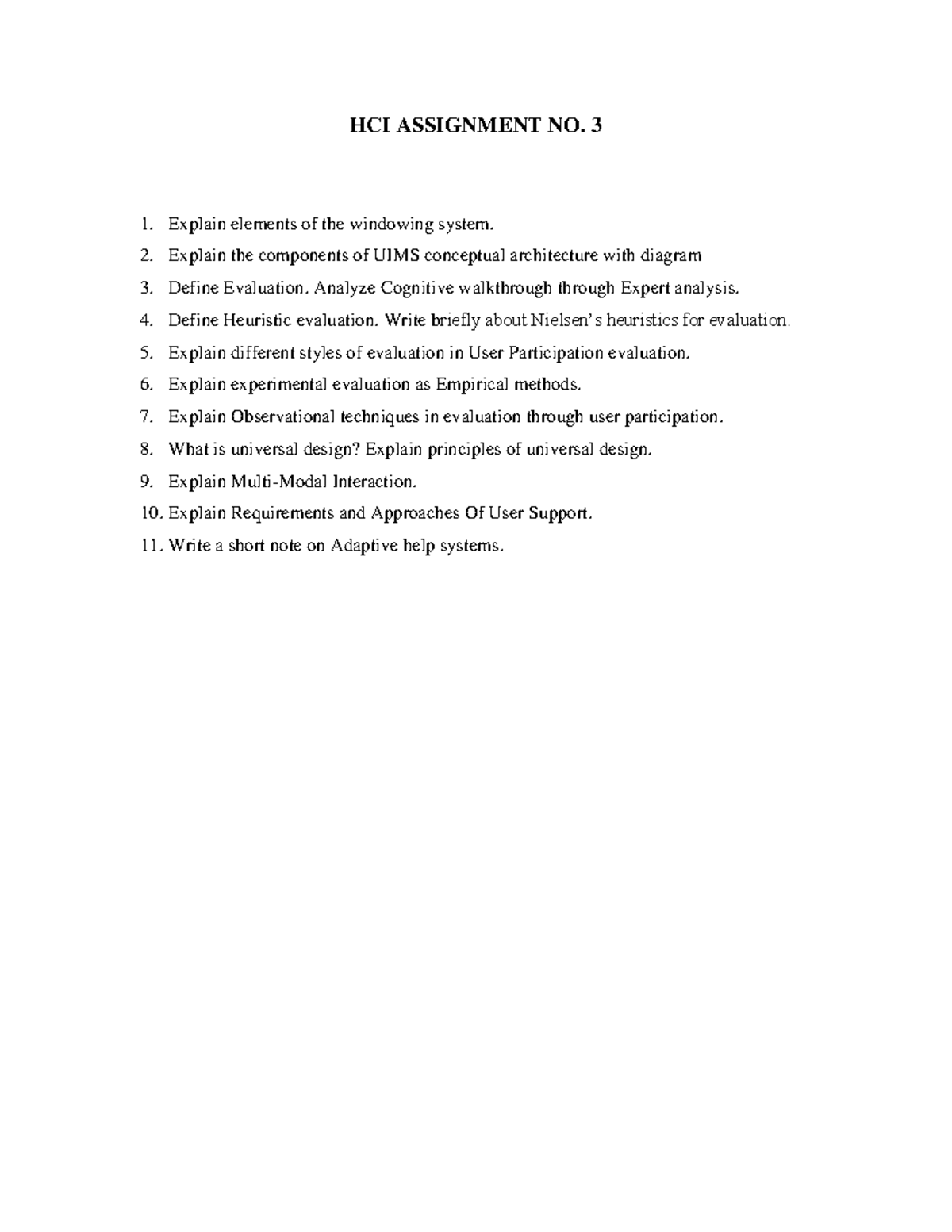 HCI Assignment 3 - helpful - HCI ASSIGNMENT NO. 3 Explain elements of the windowing system ...