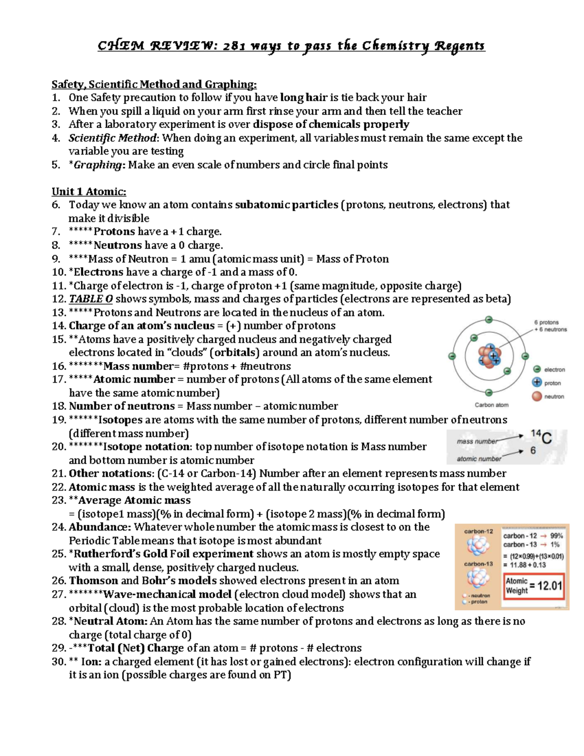 CHEM 281: Comprehensive Review for Passing the Chemistry Regents Exam ...
