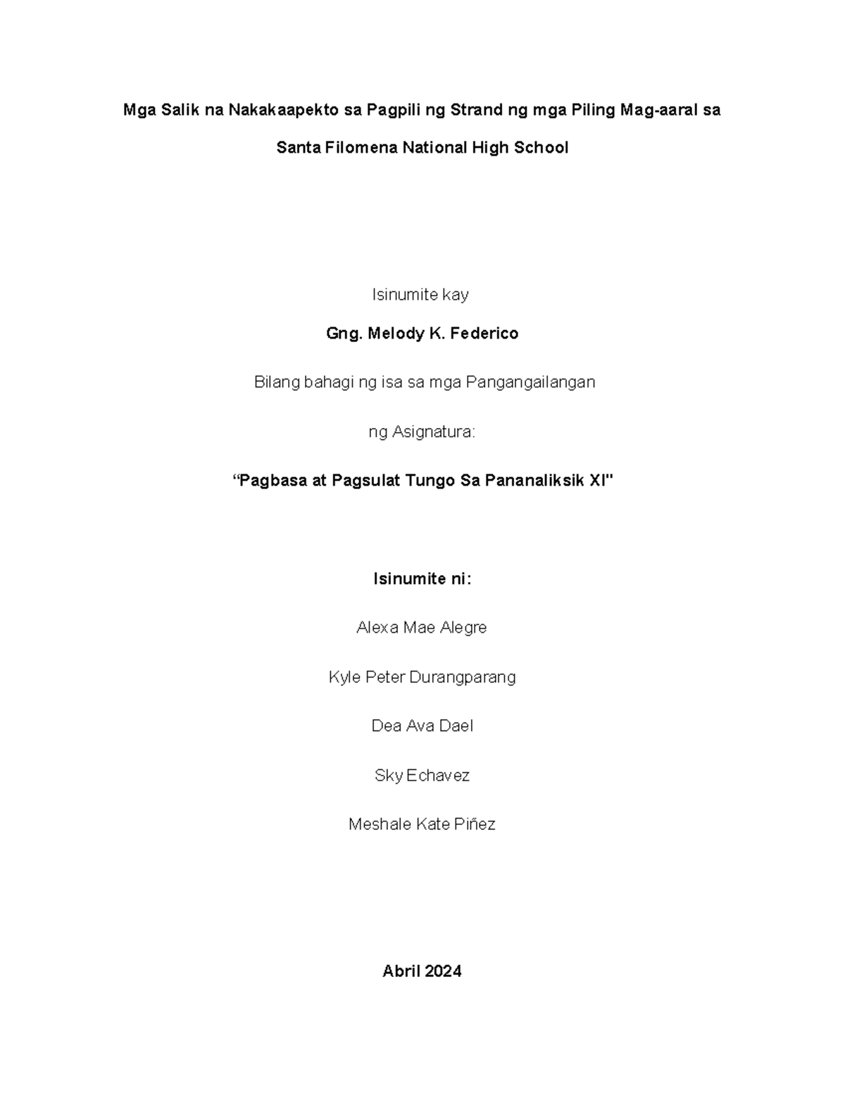 Mga Salik na Nakakaapekto sa Pagpili ng Strand ng mga Mag-aaral sa SHS ...