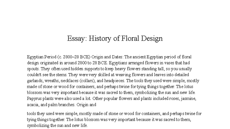 Essay Notes: History of Floral Design from Egyptian to Victorian ...