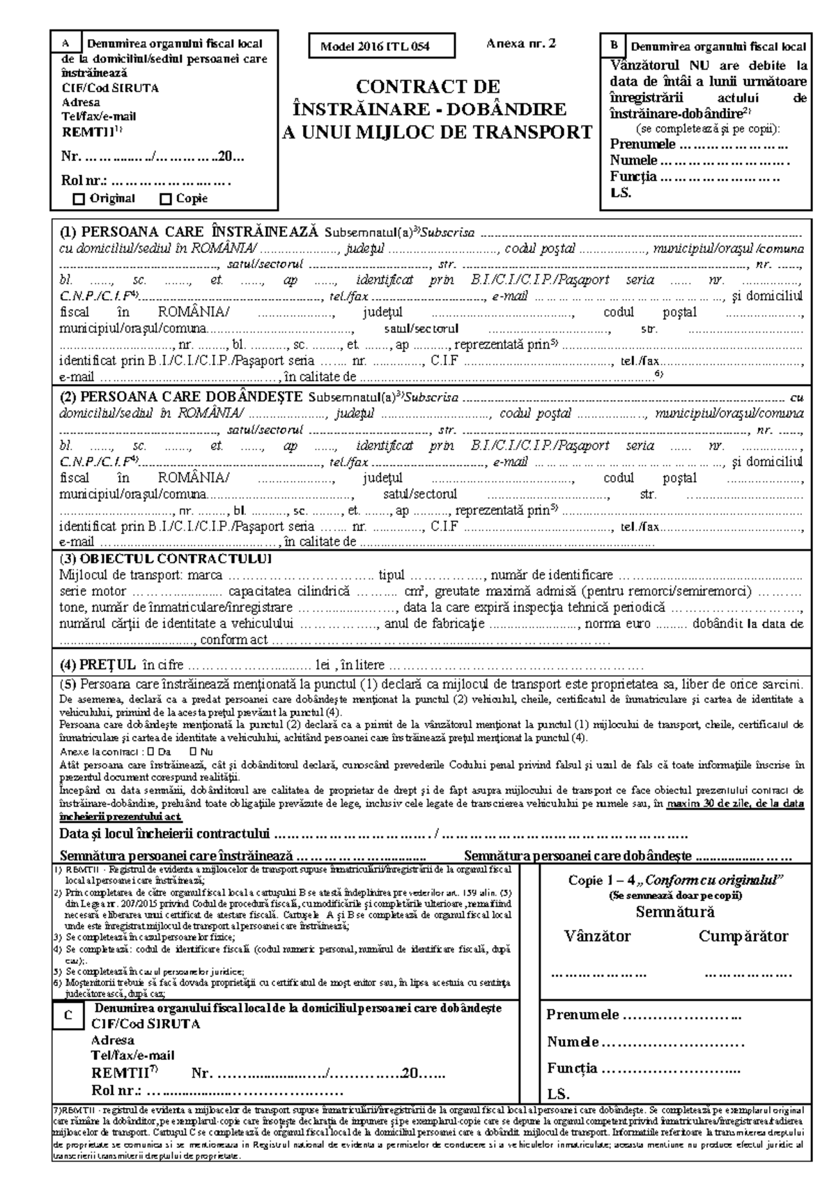 Contract DE Instrainare- Dobandire A UNUI Mijloc DE Transport ...