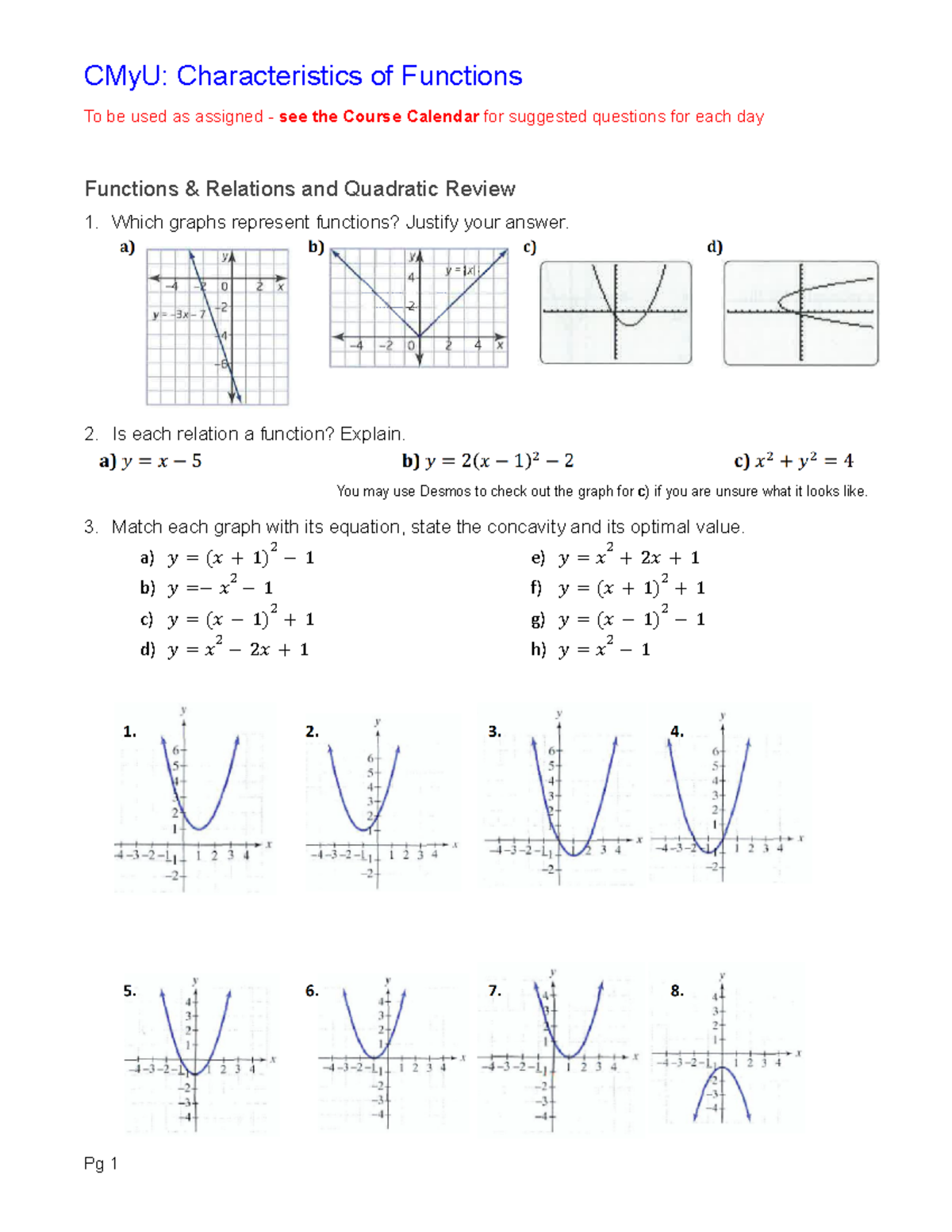 Characteristics of Functions & Domain/Range Analysis (MATH 101) - Studocu
