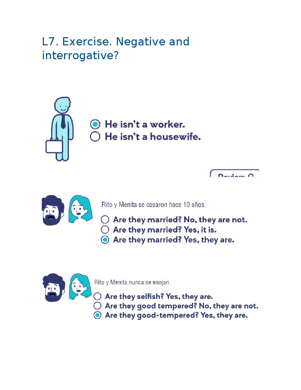 L7. Exercise: Negative and Interrogative Sentences Practice - Studocu