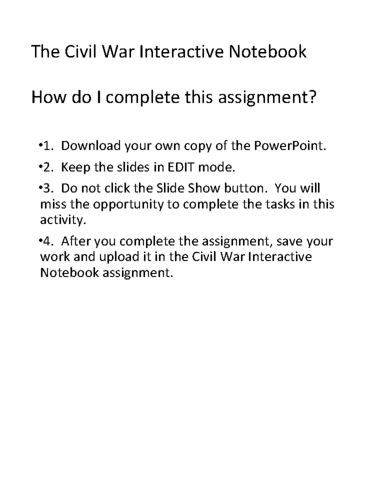 Civil War Interactive Notebook Assignment 23: Key Events & Figures - Studocu