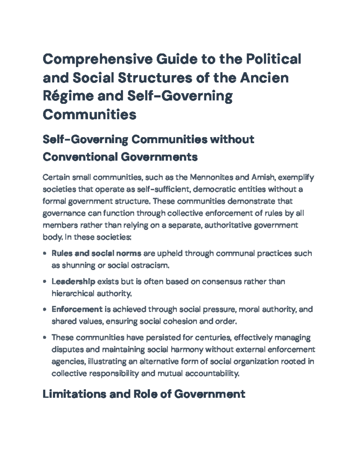 Comprehensive Study of the Ancien Régime & Self-Governing Communities ...