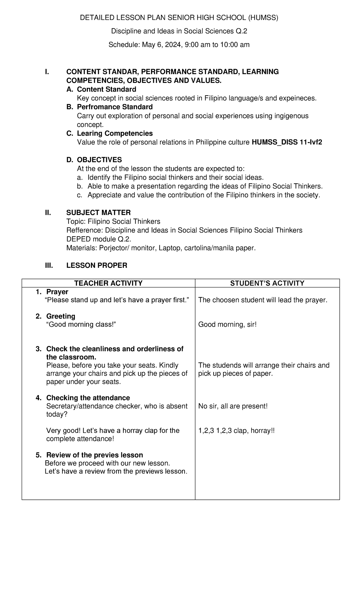 Detailed Lesson PLAN Senior HIGH School - DETAILED LESSON PLAN SENIOR ...
