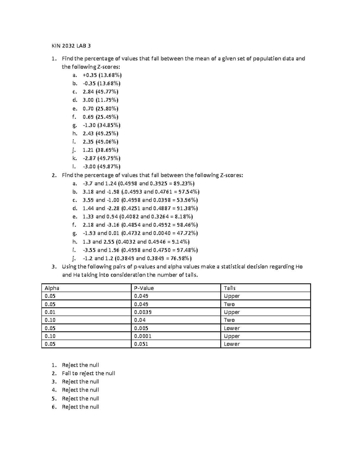 KIN 2032 Lab 3: Statistical Analysis of Population Data Percentages ...