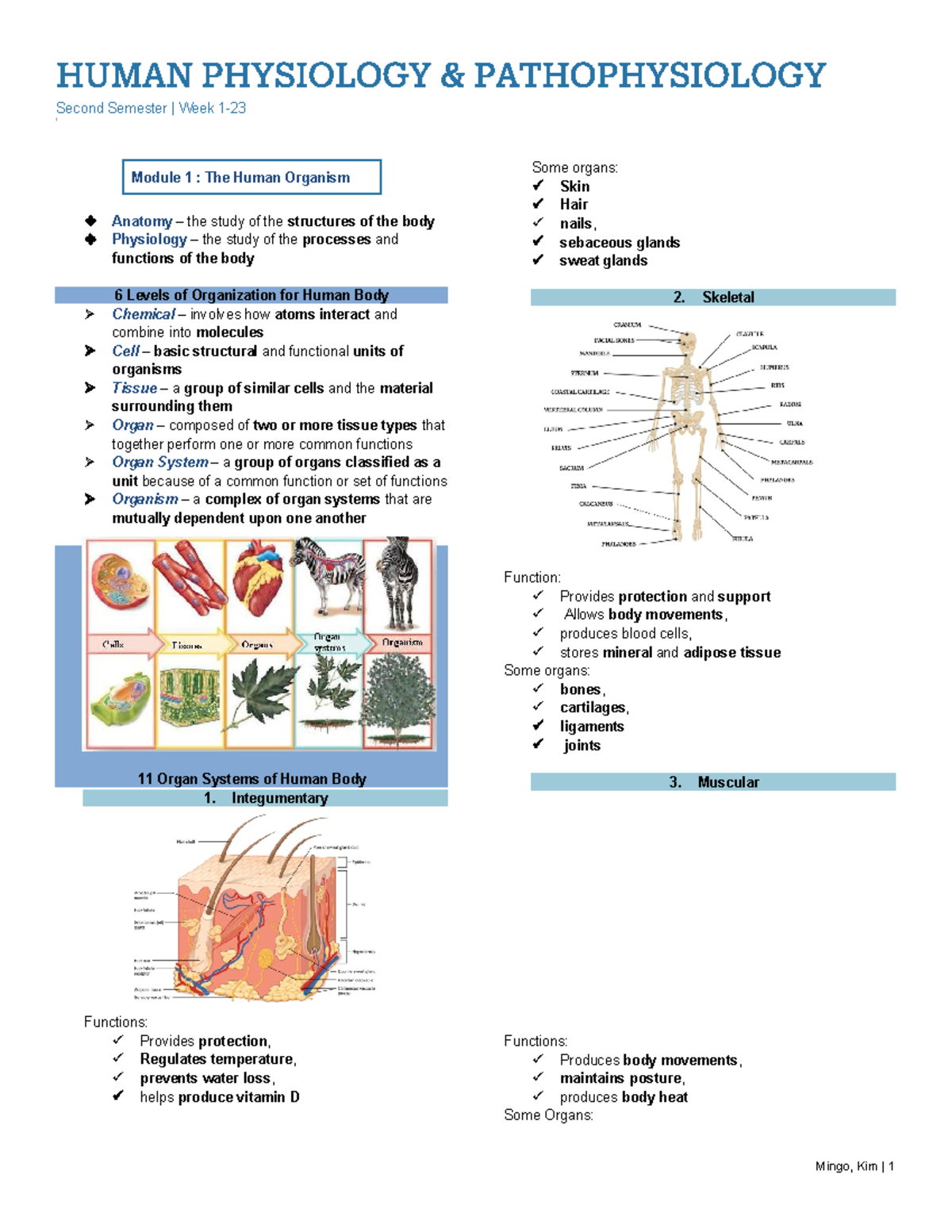 HES-101 - Human Physiology & Pathophysiology Overview: Modules 1-2 ...