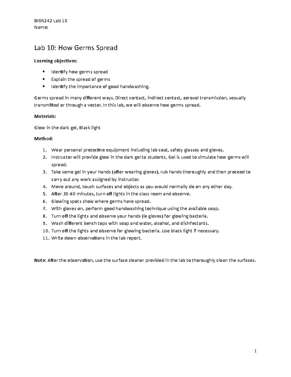 BIOS242 Lab 10: Exploring the Spread of Germs Through Hands-On ...