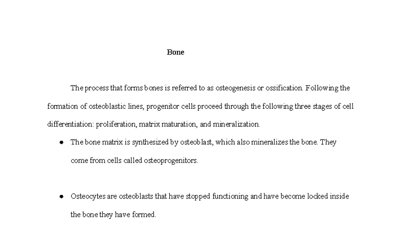 Bone (BIO101) - Osteogenesis and Fracture Repair Process - Studocu
