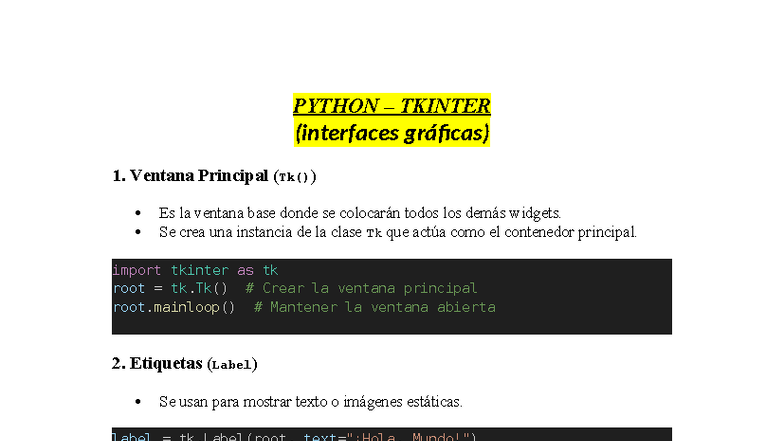 PYTHON TKINTER: Introducción a Interfaces Gráficas y Widgets - Studocu