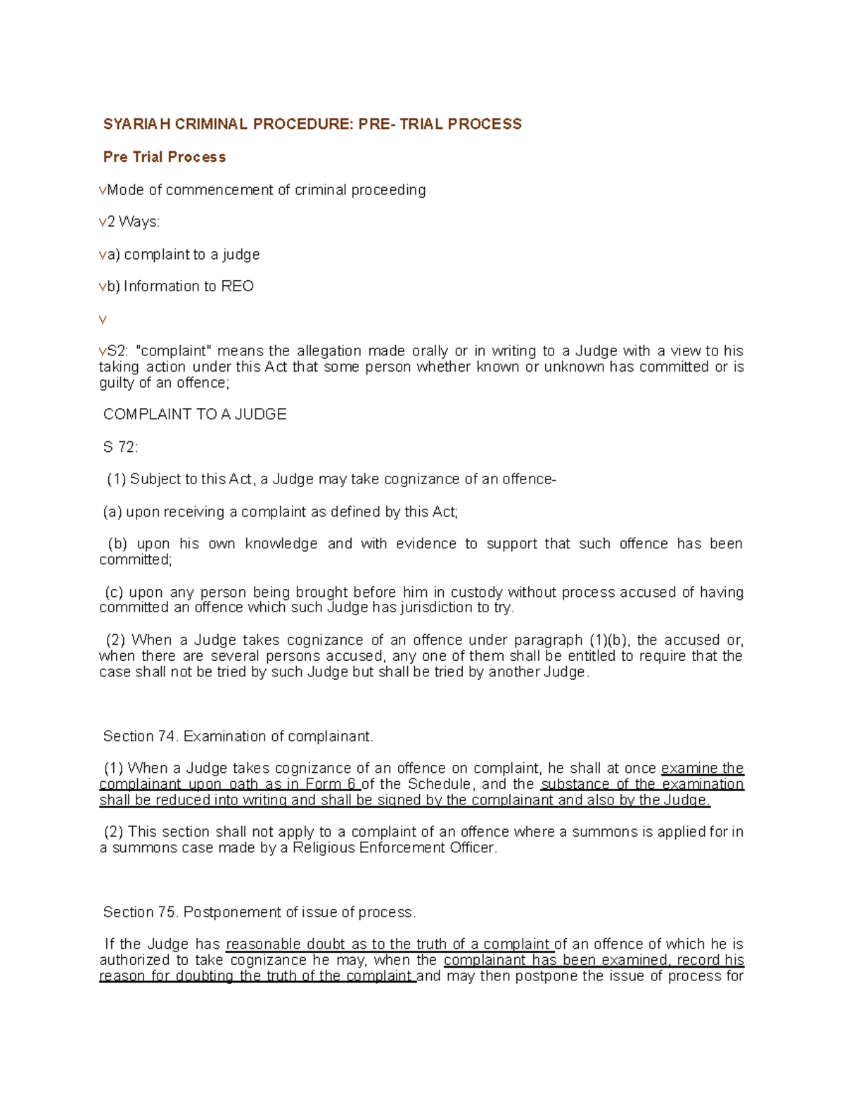 SYARIAH CRIMINAL PROCEDURE: Pre-Trial Process Overview and Guidelines ...