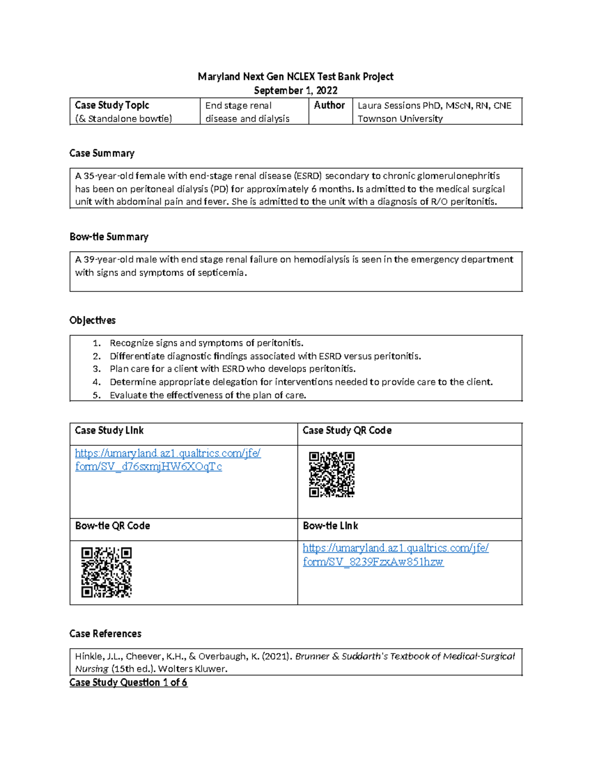 End Stage Renal Disease & Dialysis Case Study (Nursing 101) - Studocu