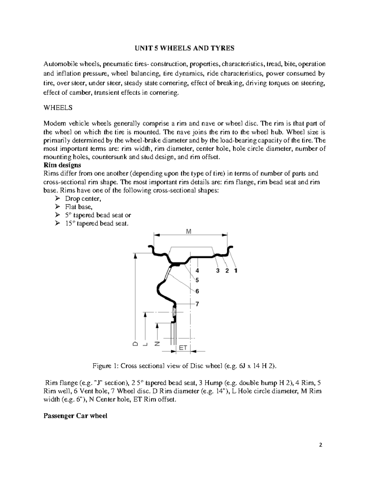WHEELS & TYRES: Key Notes for UNIT 5 Study Guide - Studocu