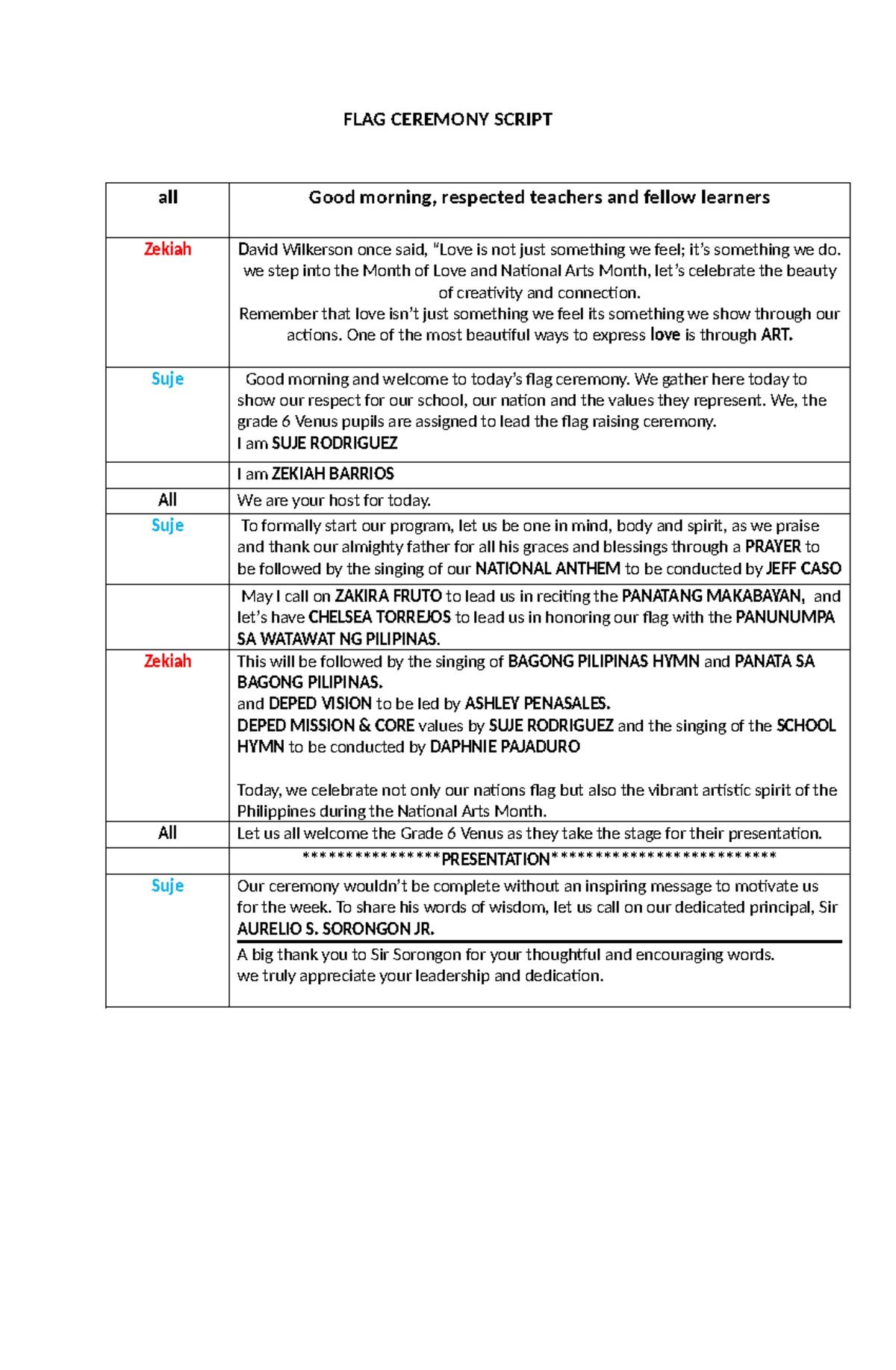 FLAG Ceremony Script - To know more about this detail you can contact ...