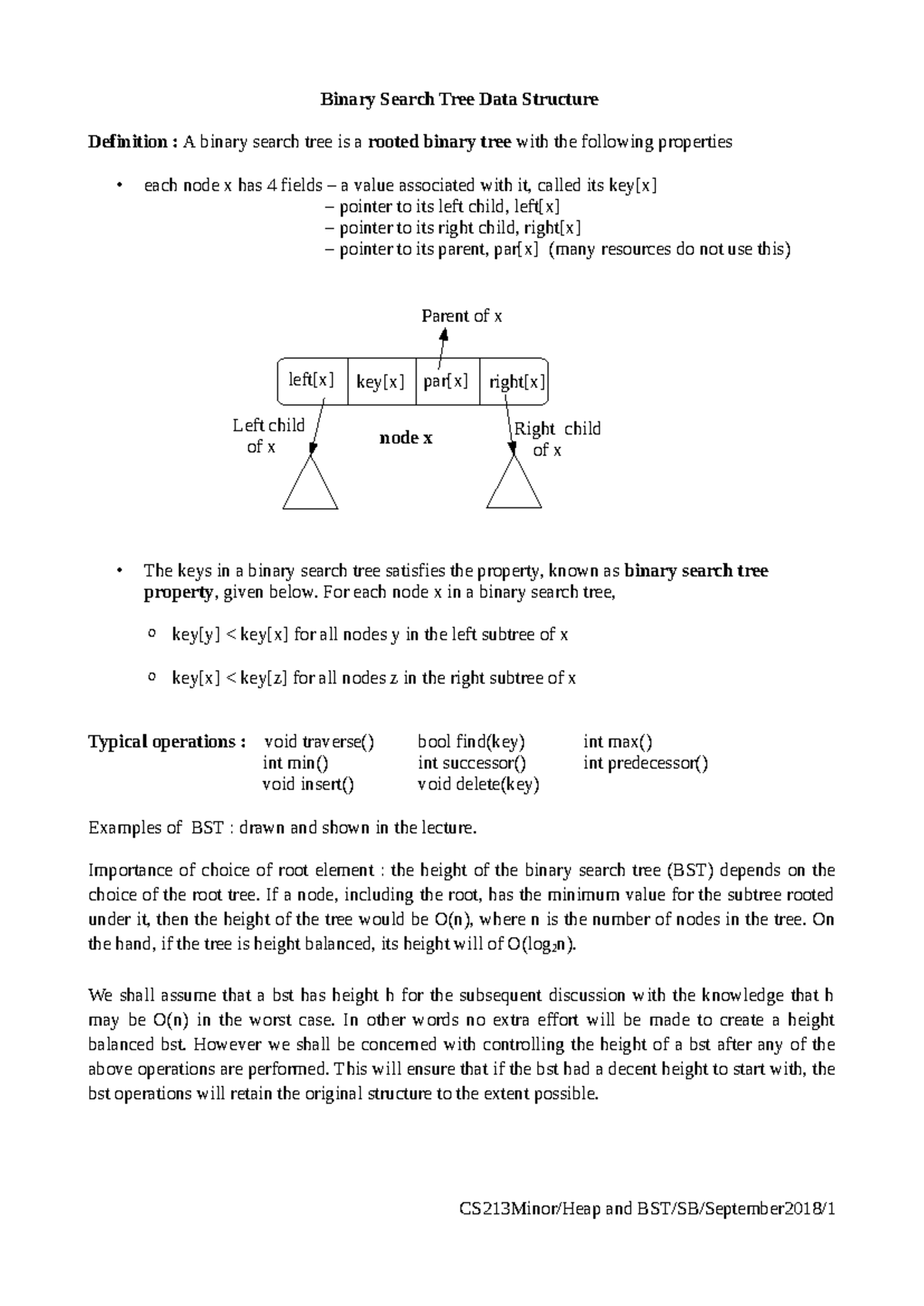 BST and Heap Data Structures: Key Concepts and Operations - Studocu