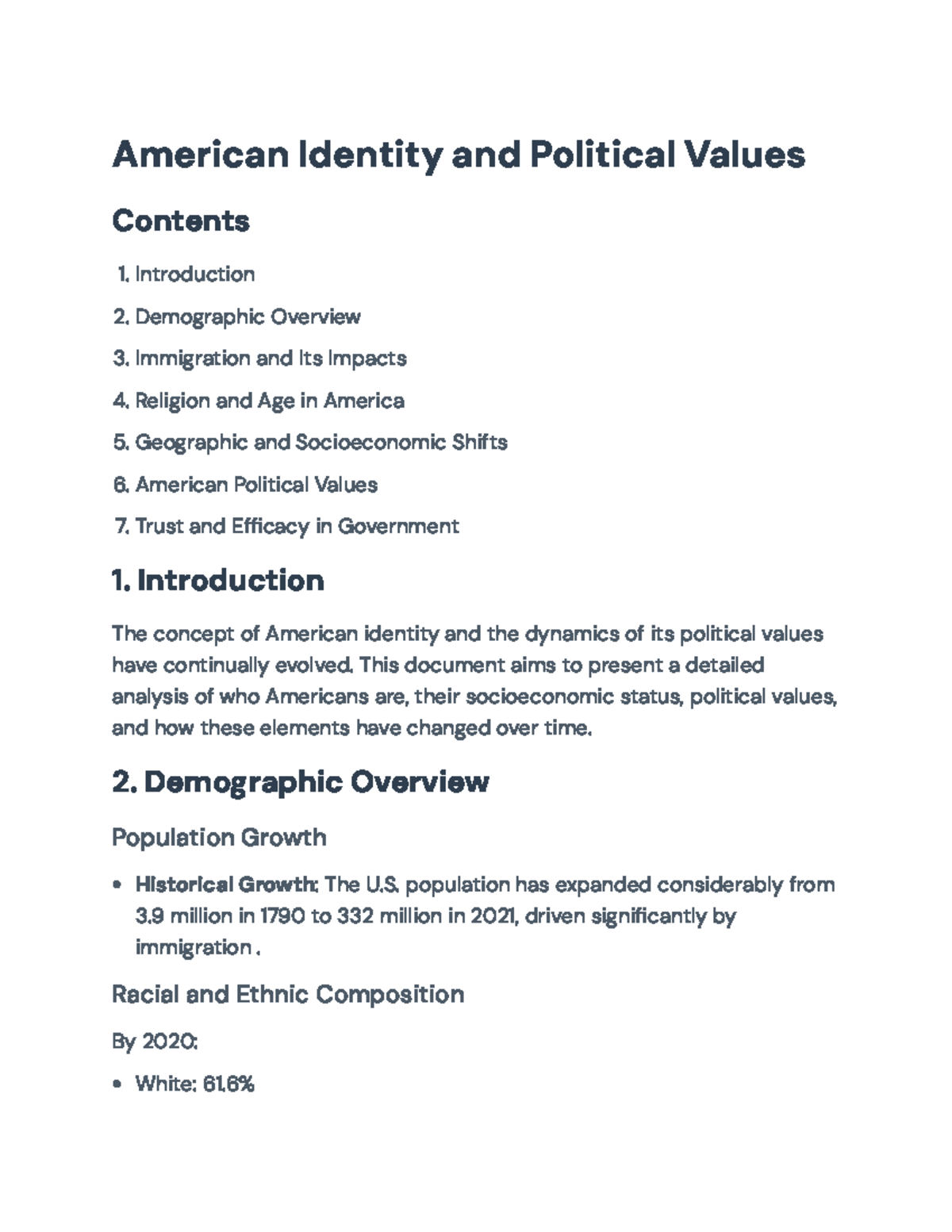 American Identity and Political Values Analysis (Course Code ...