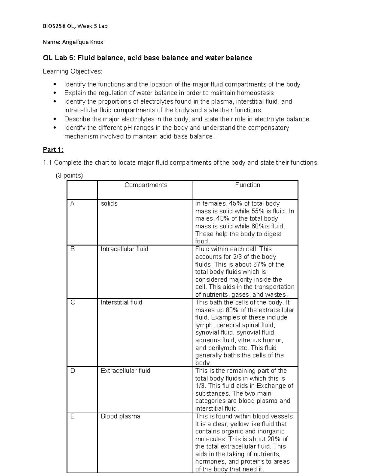 BIOS 256 LAb week 5 - case study - Name: Angelique Knox OL Lab 5: Fluid ...