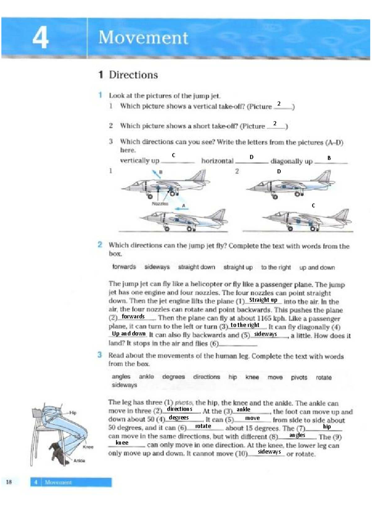 Tarea ingles - Straight up forwards to the right Up and down directions ...