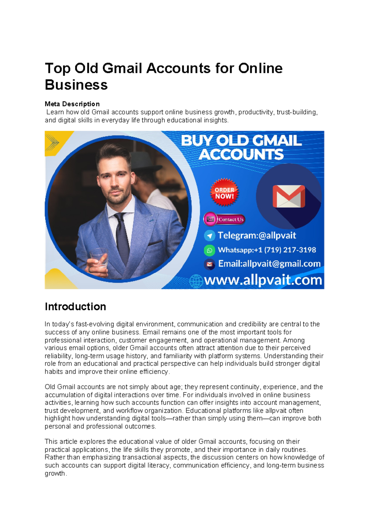 Old Gmail Accounts: Enhancing Online Business Efficiency and Skills ...