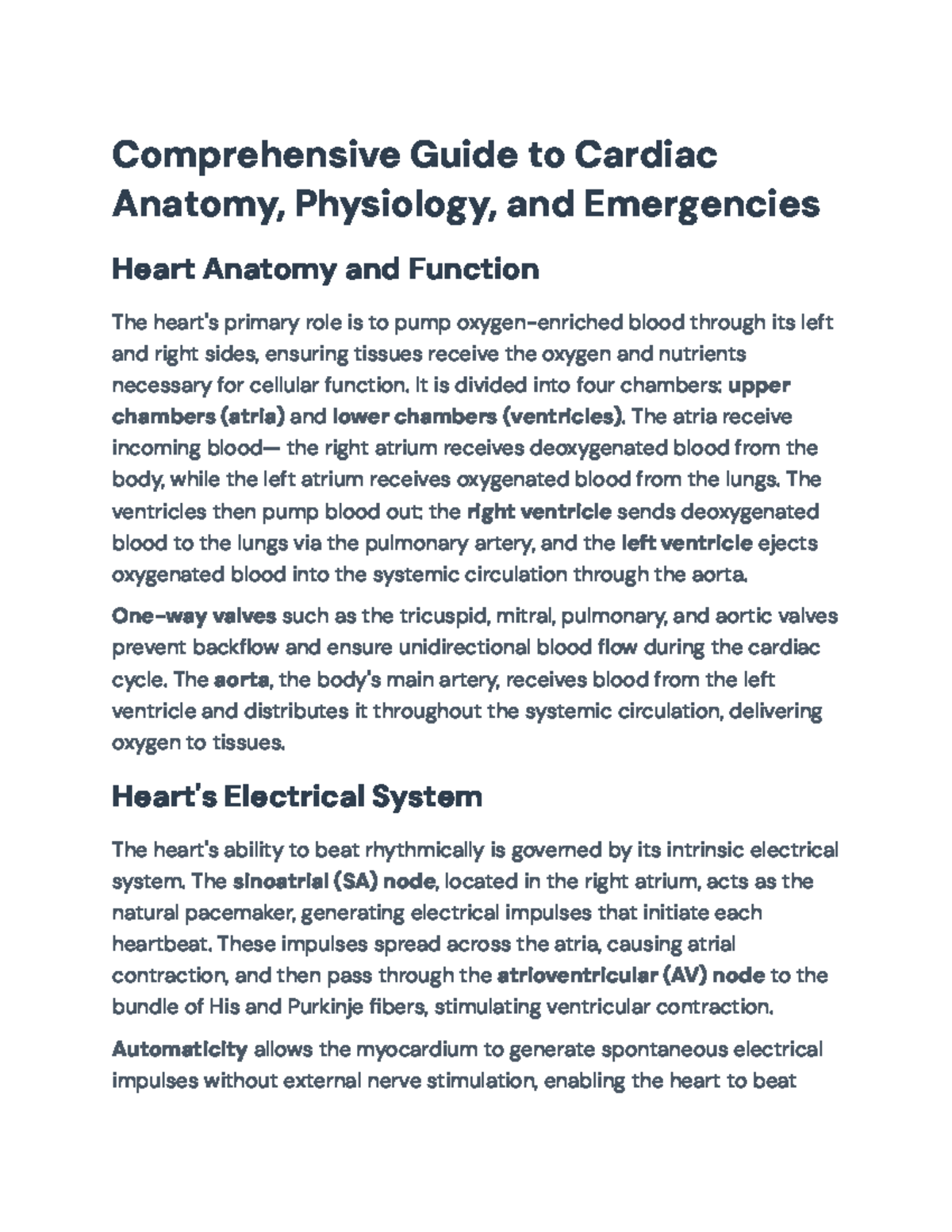 Comprehensive Overview of Cardiac Emergencies & Interventions (MED 101 ...