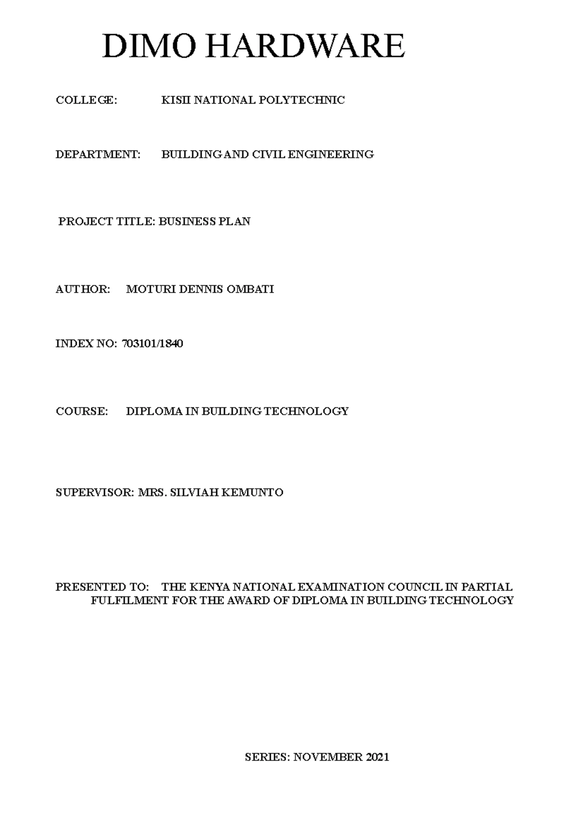 GBC Module III notes - DIPLOMA IN building technology GENERAL BUILDING ...
