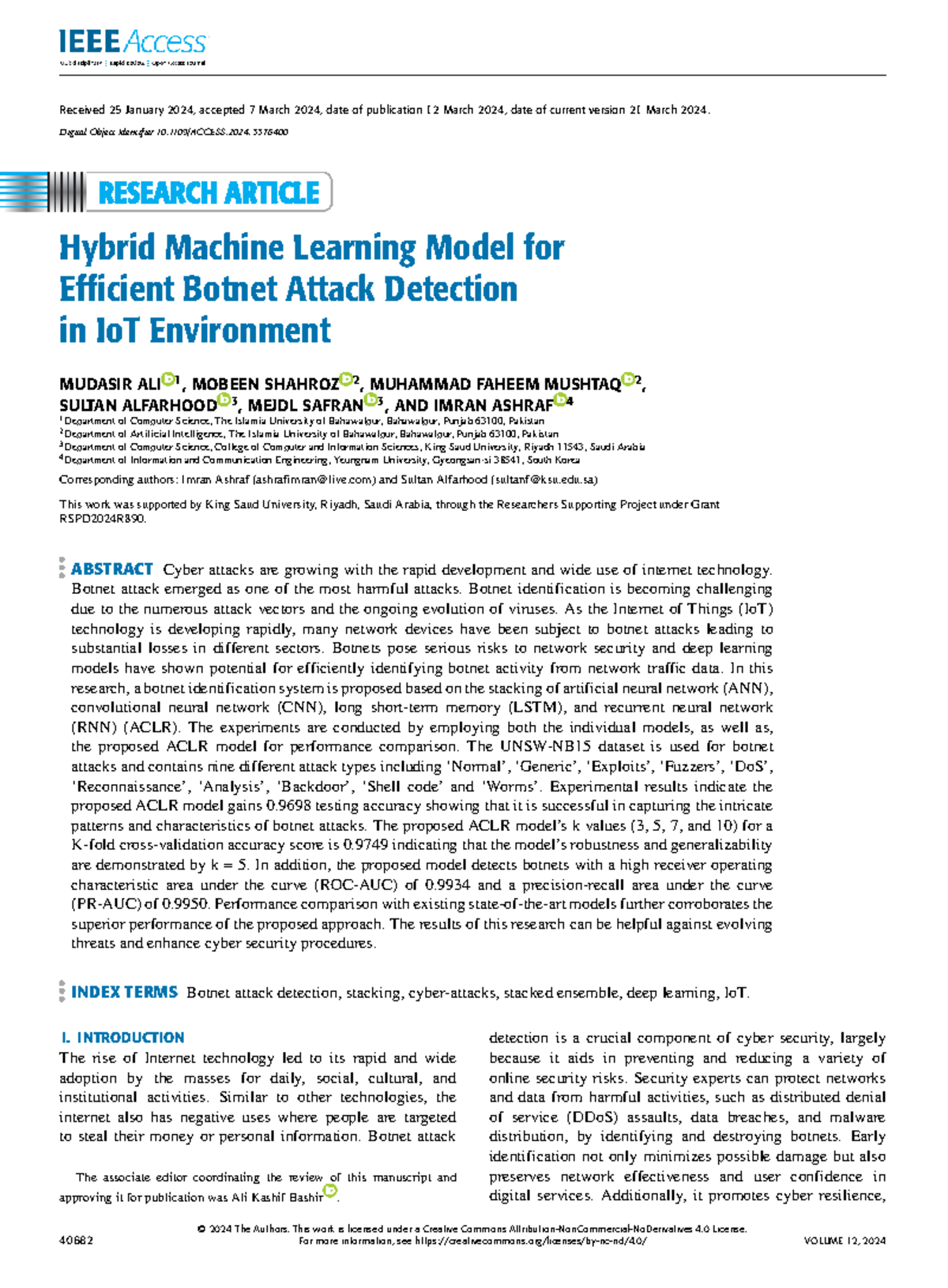Hybrid Machine Learning Model for Efficient Botnet Attack Detection in ...