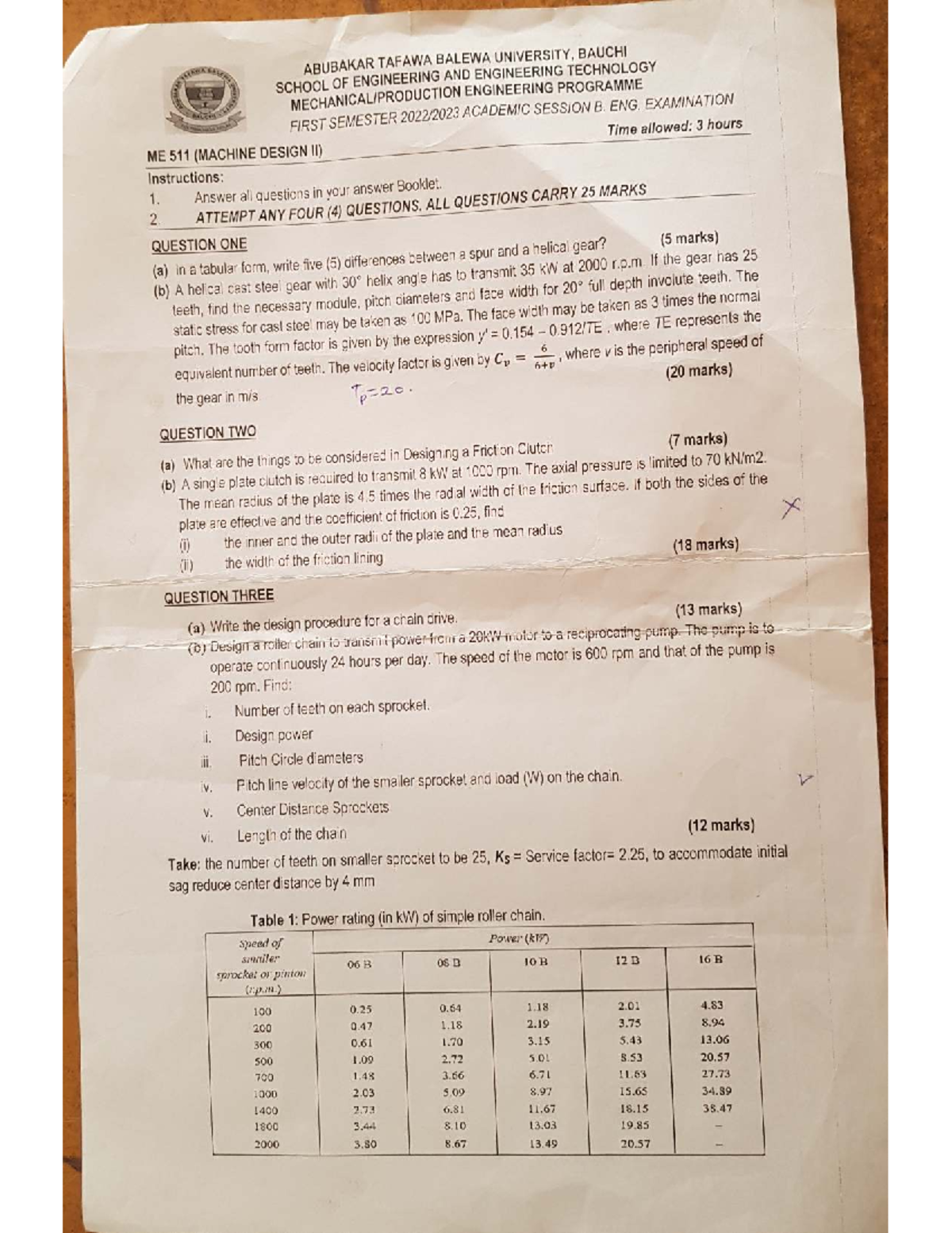 ME 511: Machine Design II Final Exam Questions and Solutions - Studocu