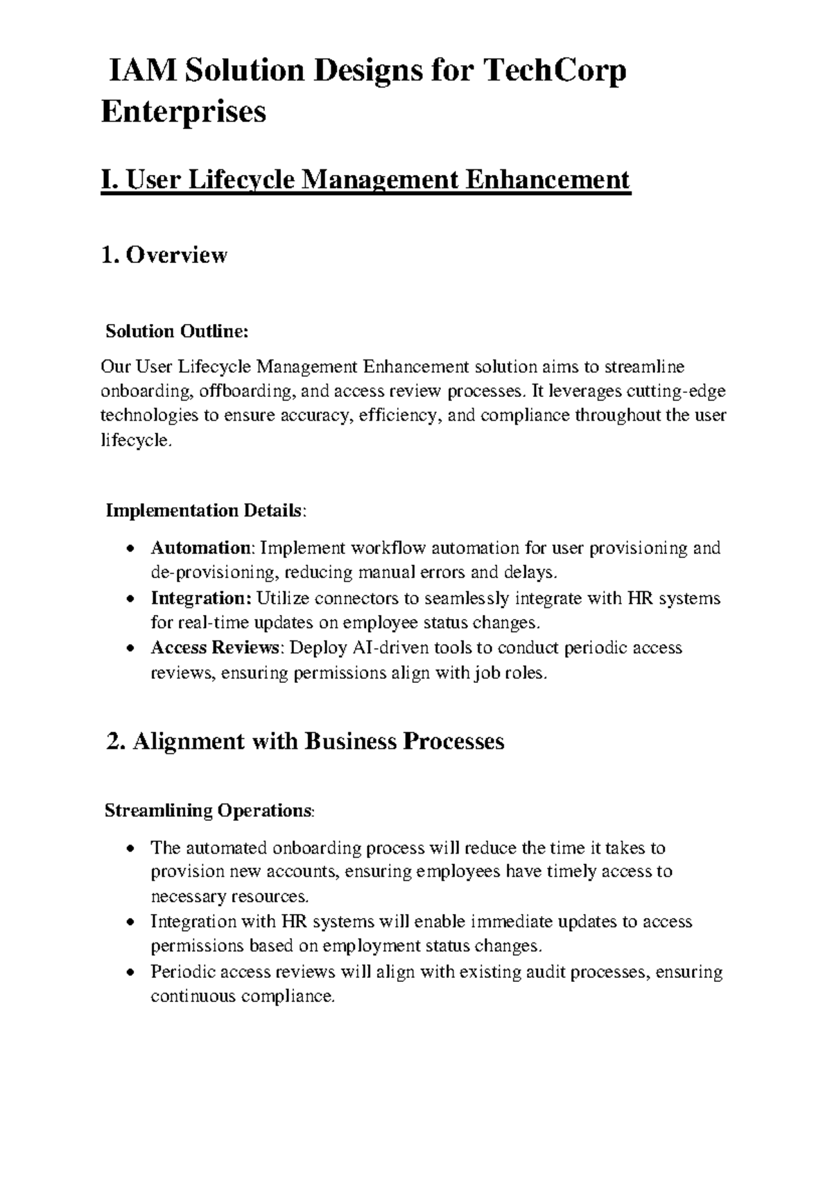 IAM Solution Design Overview for Tech Corp Enterprises - Studocu