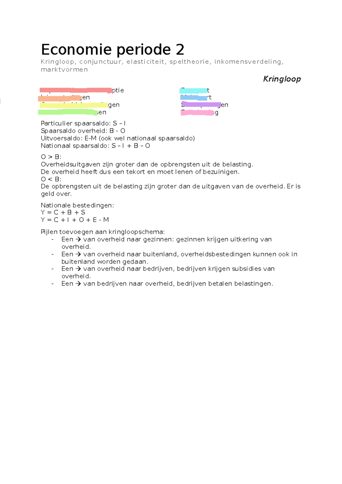 Economie Samenvatting: Kringloop, Conjunctuur, Elasticiteit ...