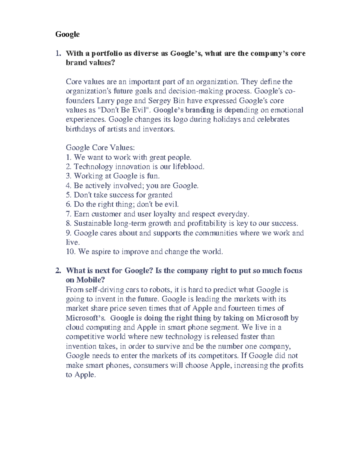 Chapter 1: Google Case Study Solution Analysis - Studocu