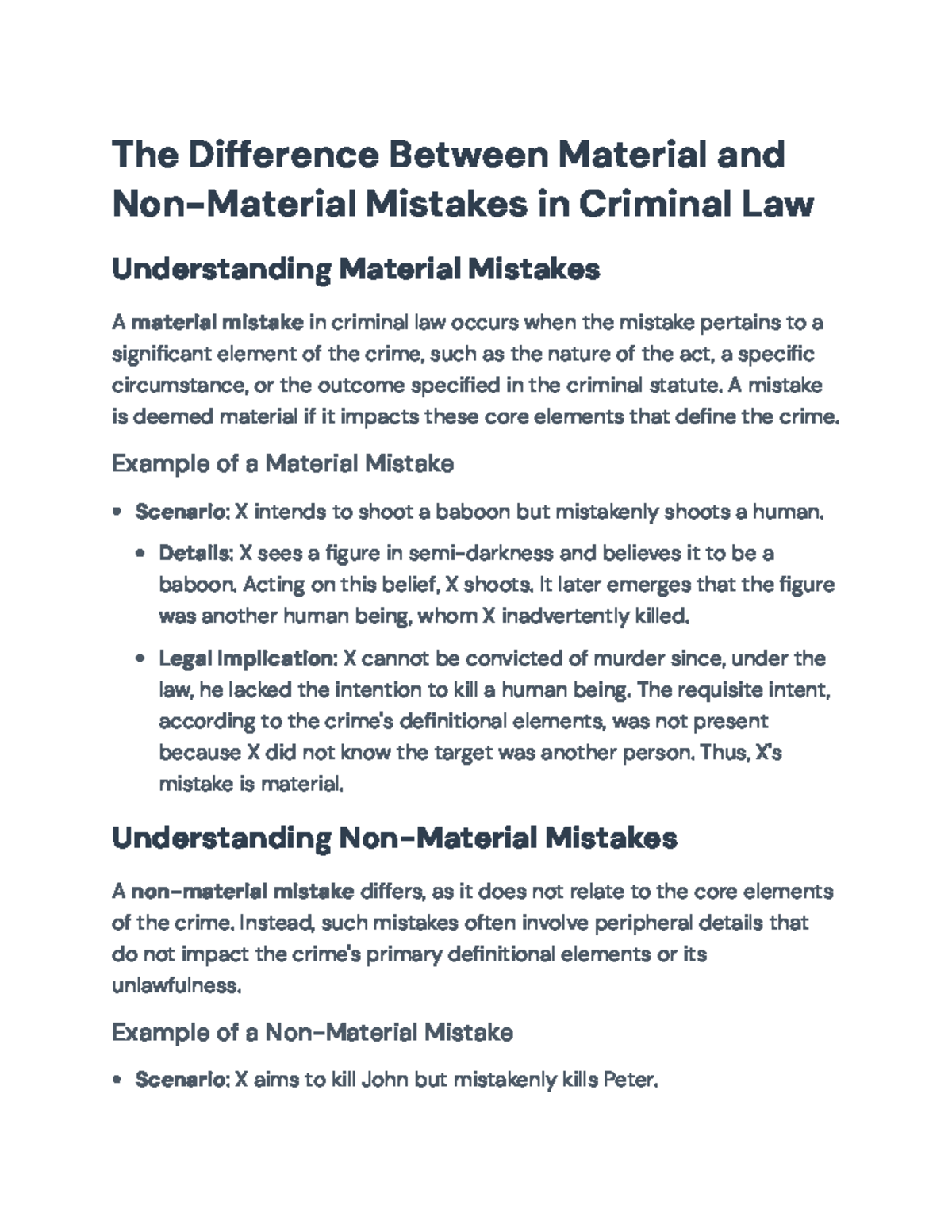 Understanding Material vs. Non-Material Mistakes in Criminal Law - Studocu