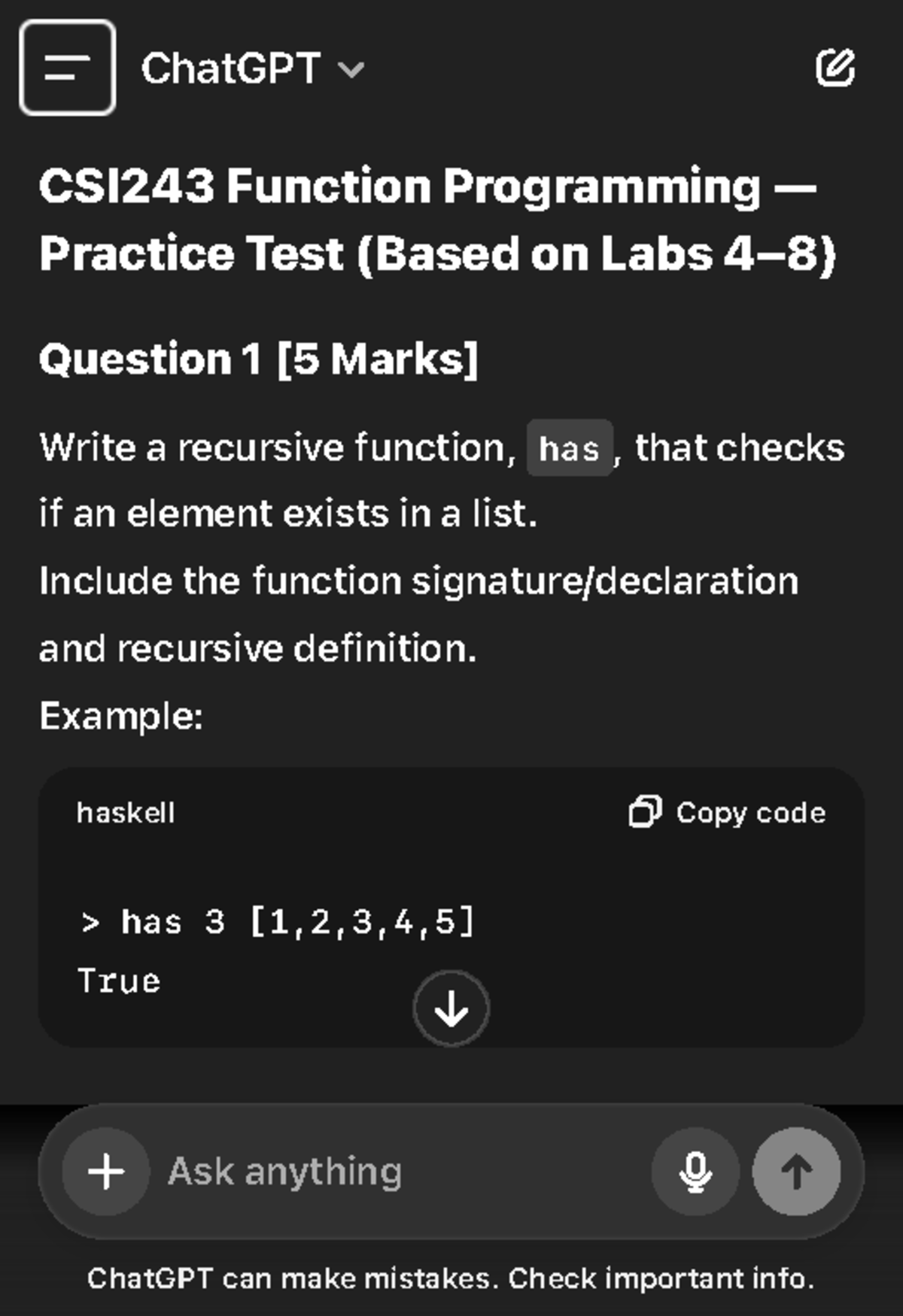 Haskell lab solutions - Functional programming - CSI243 Function ...
