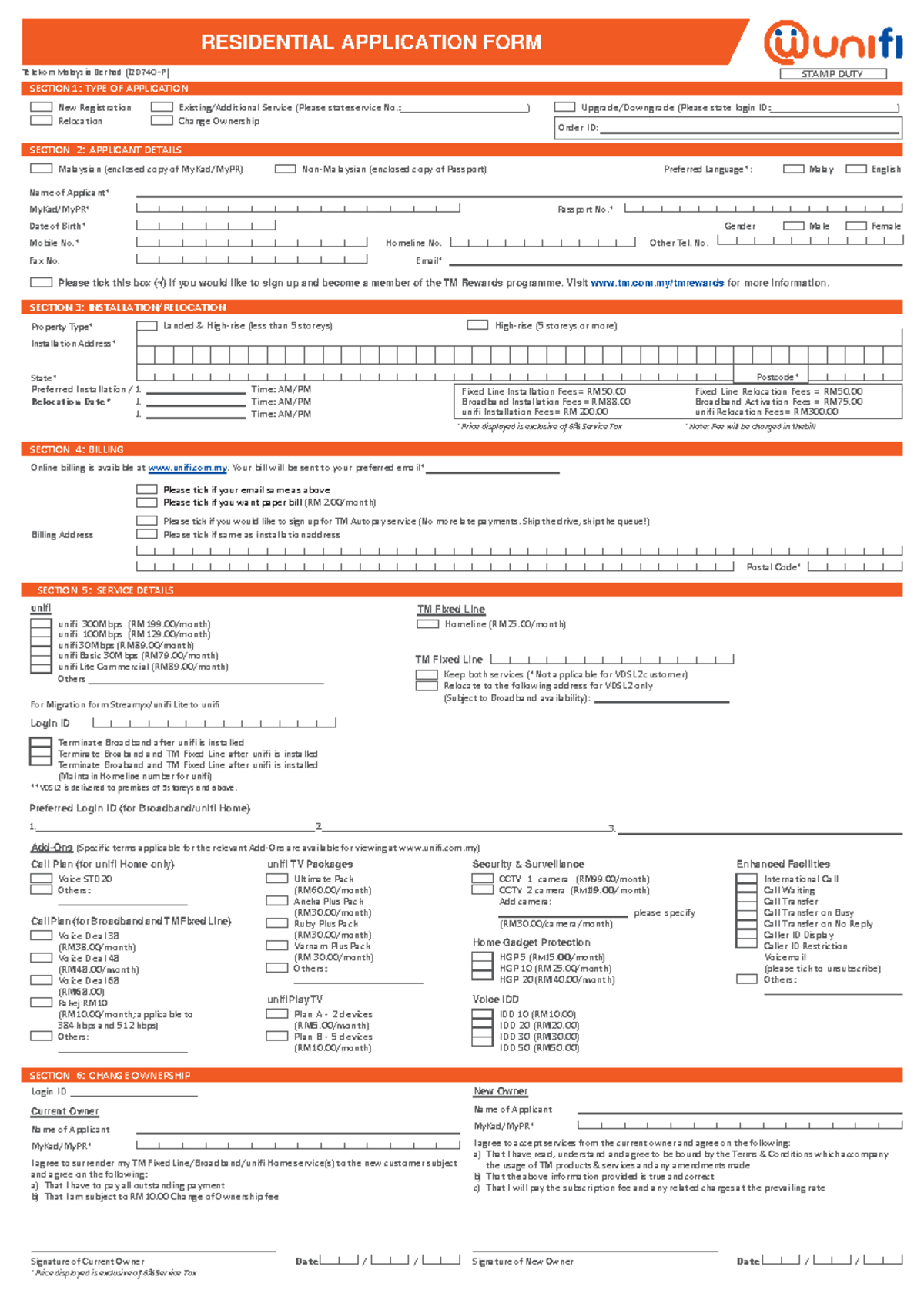 Unifi Home Registration Form (Jan 2021) - Application Details - Studocu