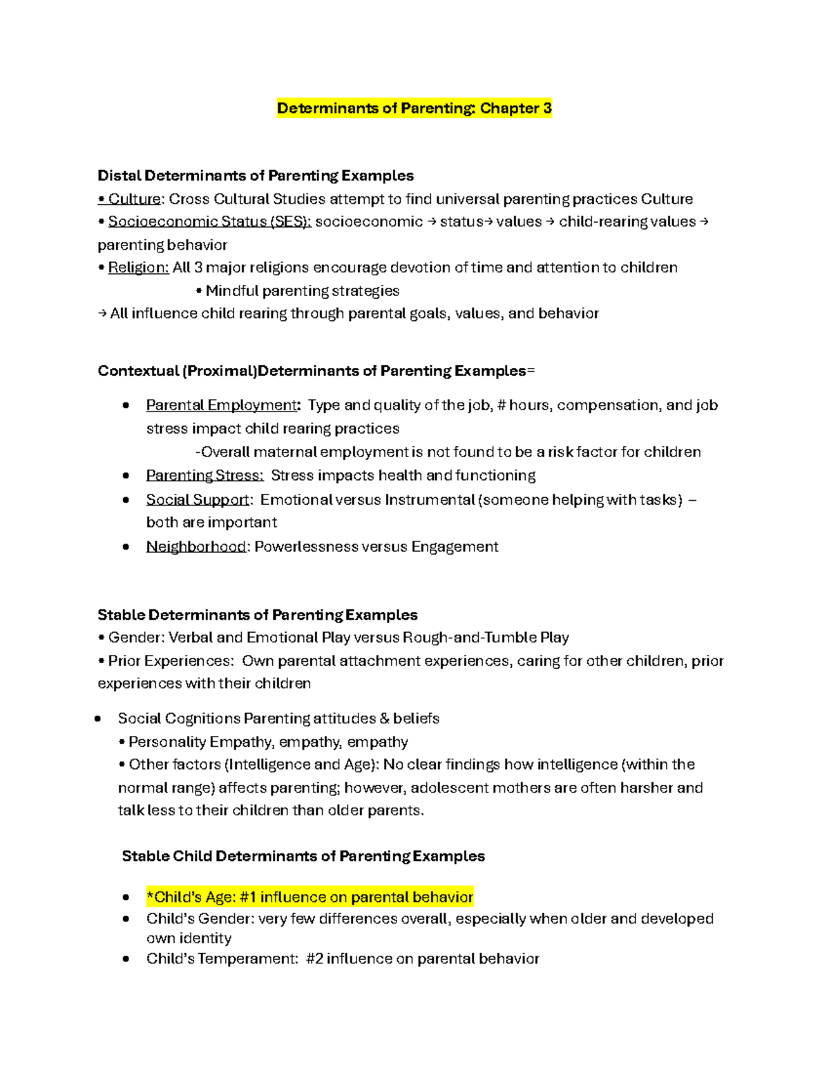 Determinants of Parenting: Chapter 3 - Distal Influences and Examples ...