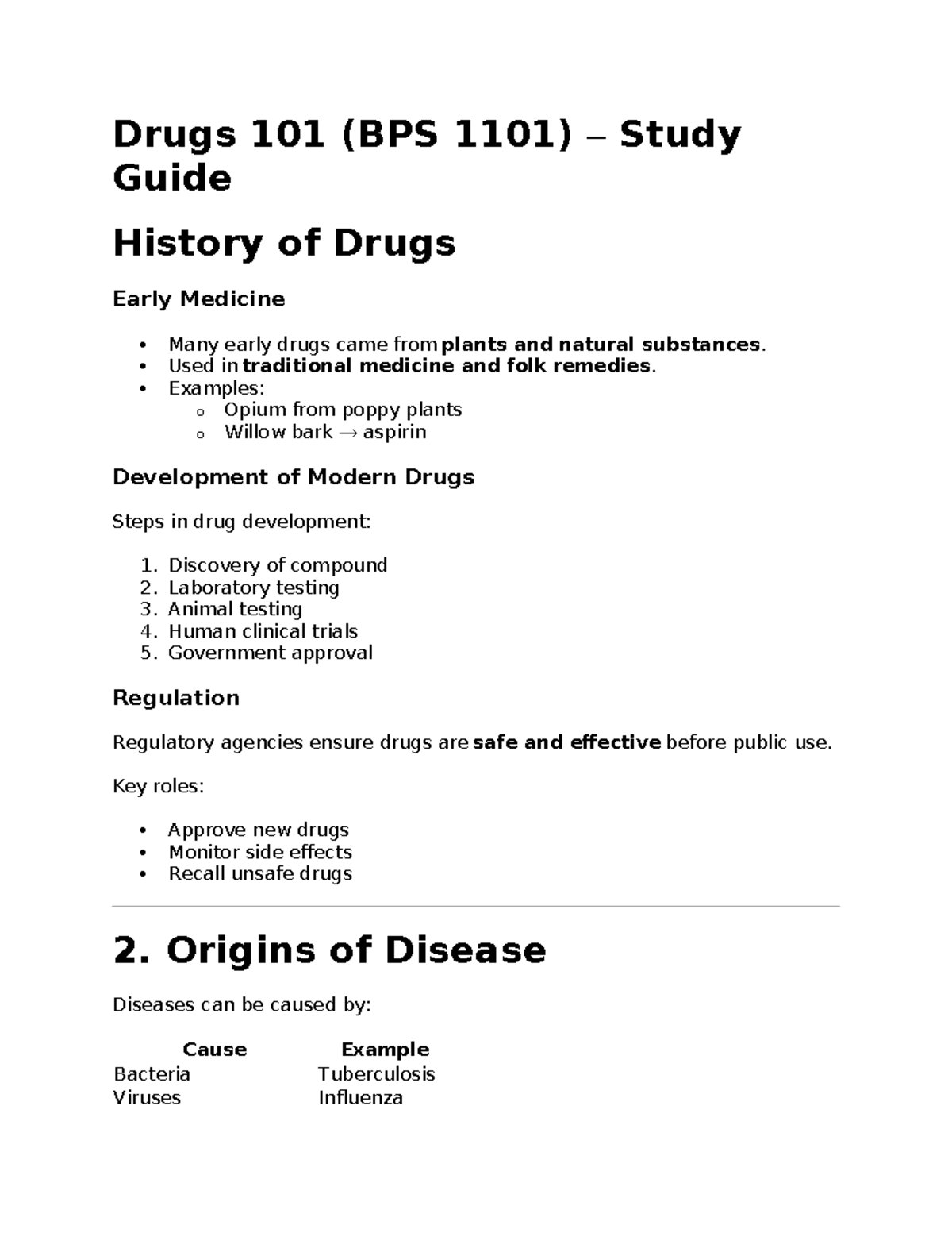 Drugs 101 (BPS 1101) Final Exam Study Guide & Cheat Sheet - Studocu