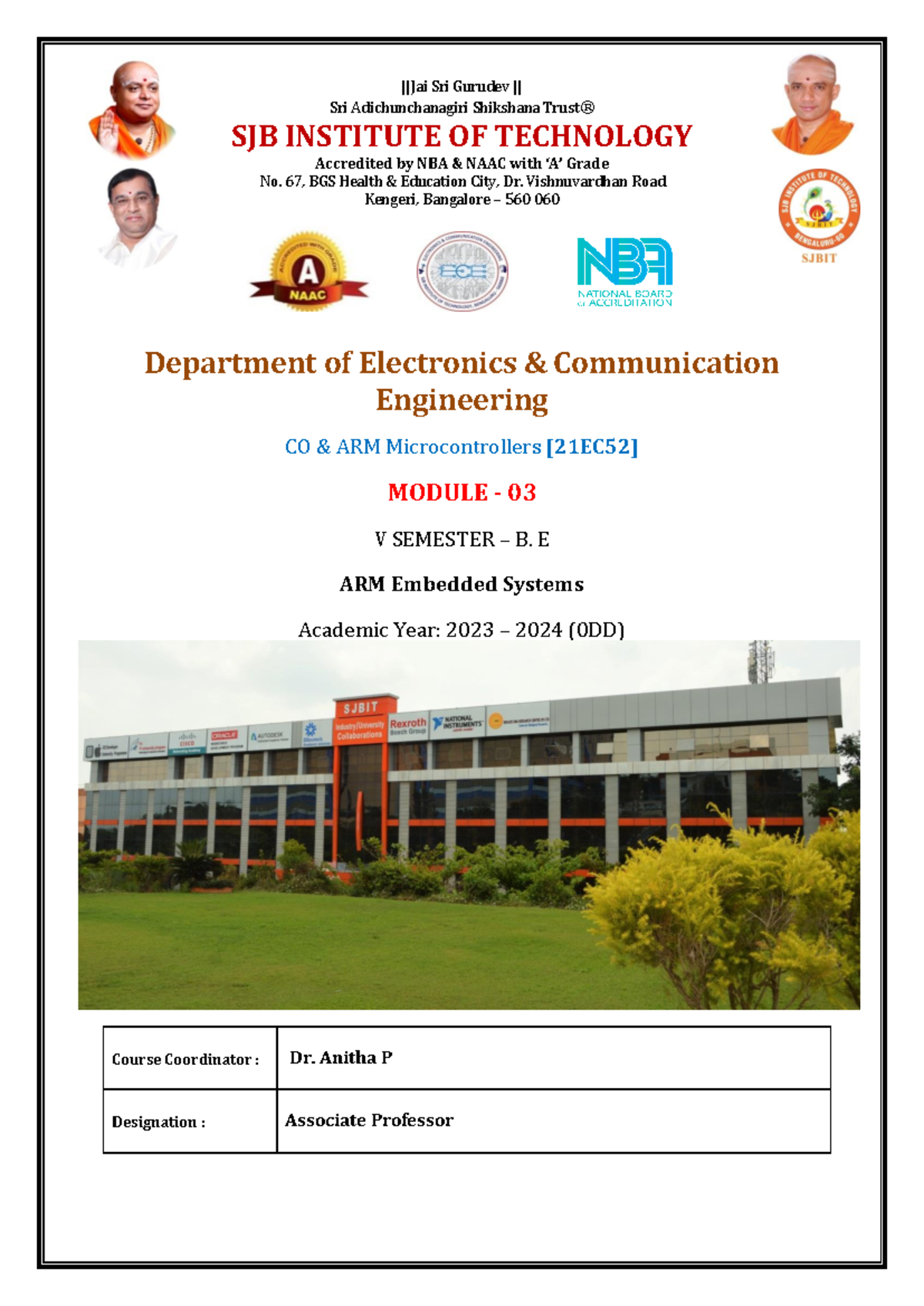 Module 03 - ARM Embedded Systems Overview [21EC52] - Dr. AP - Studocu