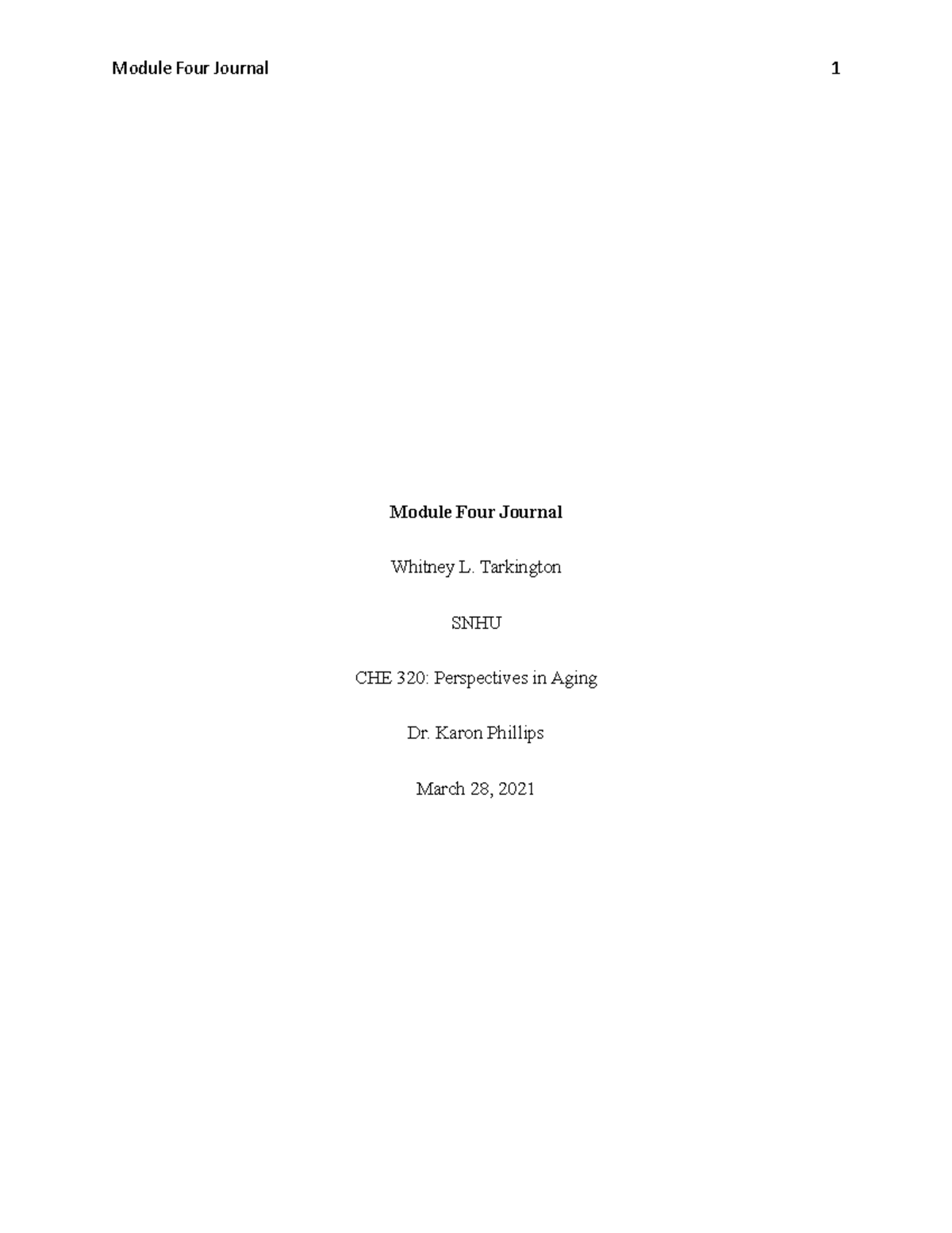 CHE 320 Module Four Journal: Preparing for End-of-Life Decisions - Studocu